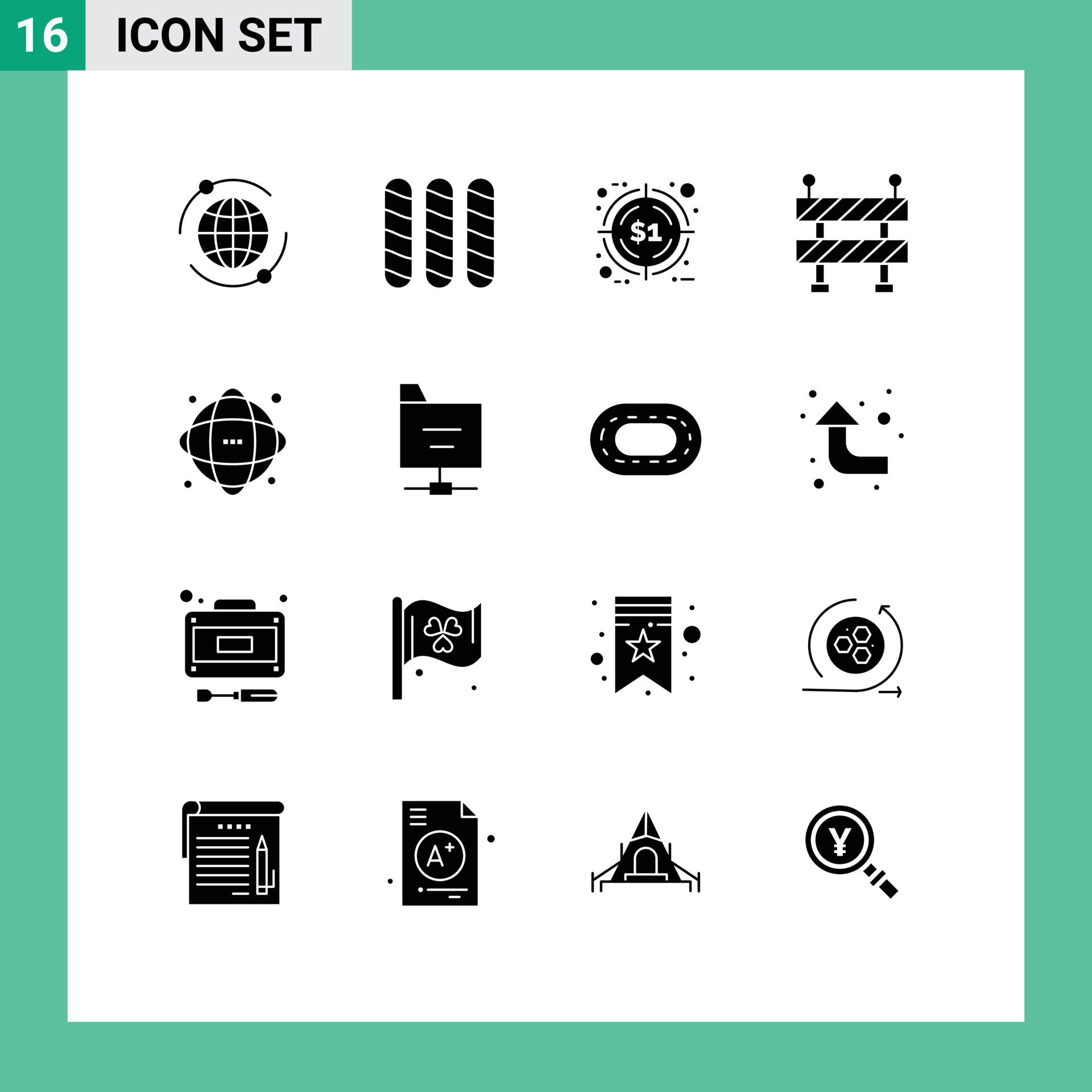 Set of 16 Modern UI Icons Symbols Signs for files network promotion information data Editable ...