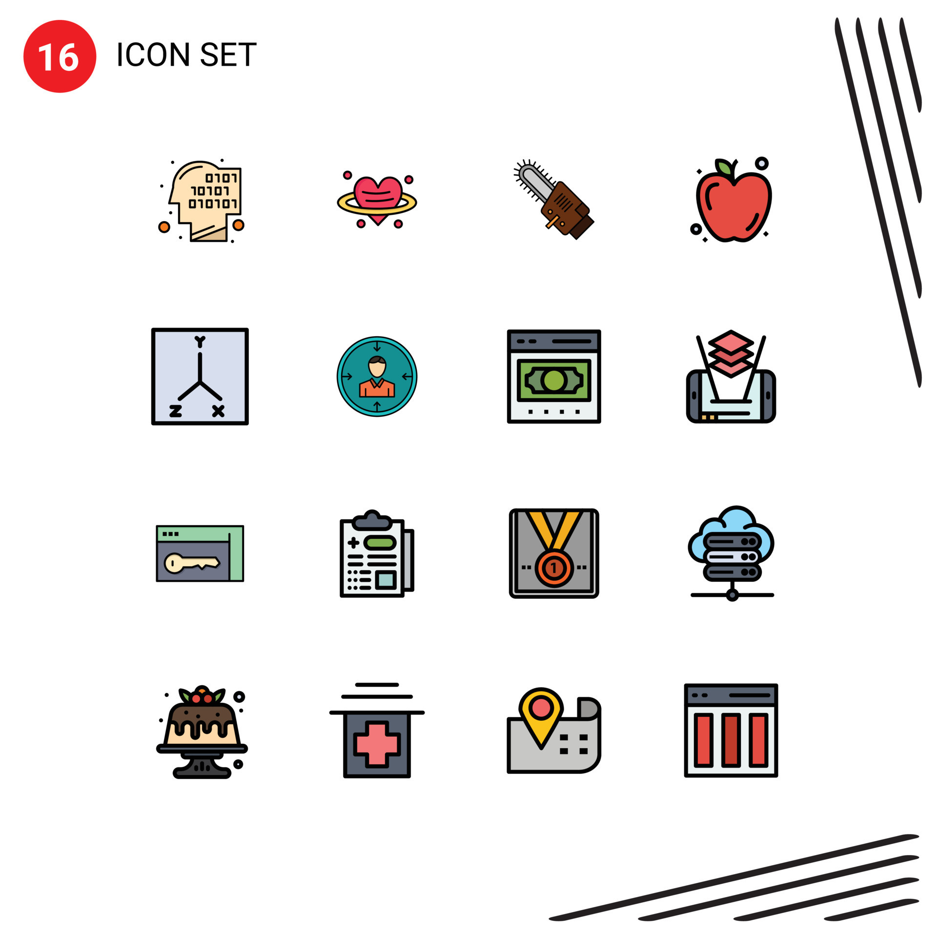 User Interface Pack Of 16 Basic Flat Color Filled Lines Of Space Coordinates Saw Education Apple