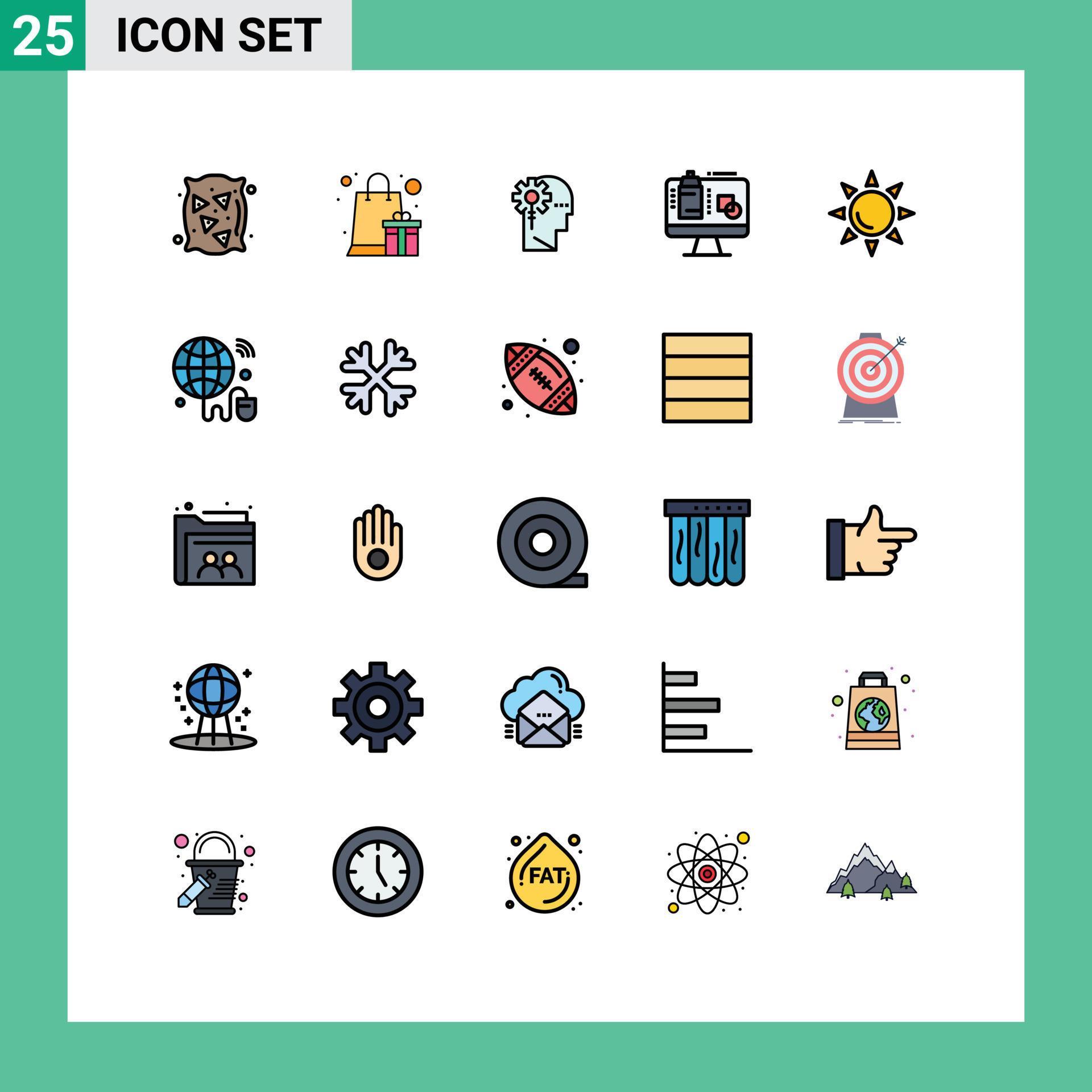 Stock Vector Icon Pack of 25 Line Signs and Symbols for beach data ...