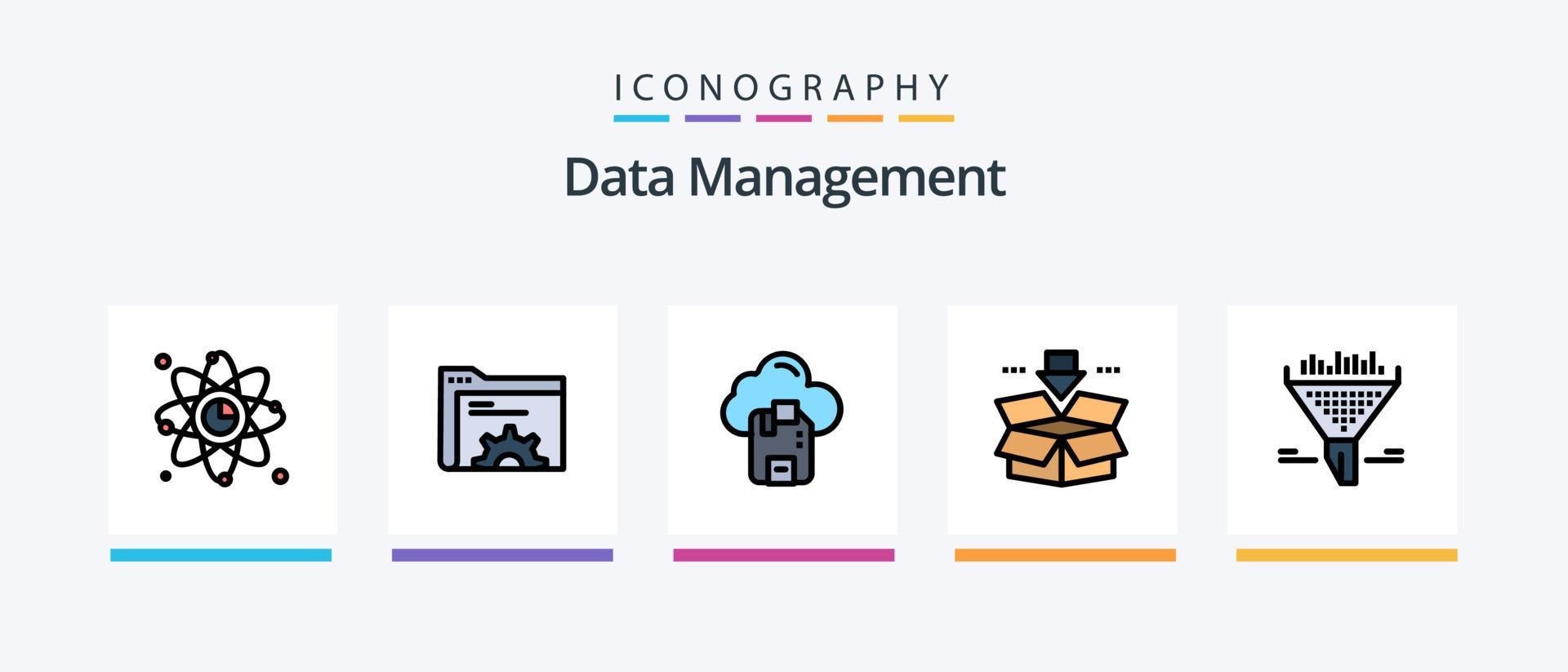 Data Management Line Filled 5 Icon Pack Including gear . server . database. connection. Creative ...