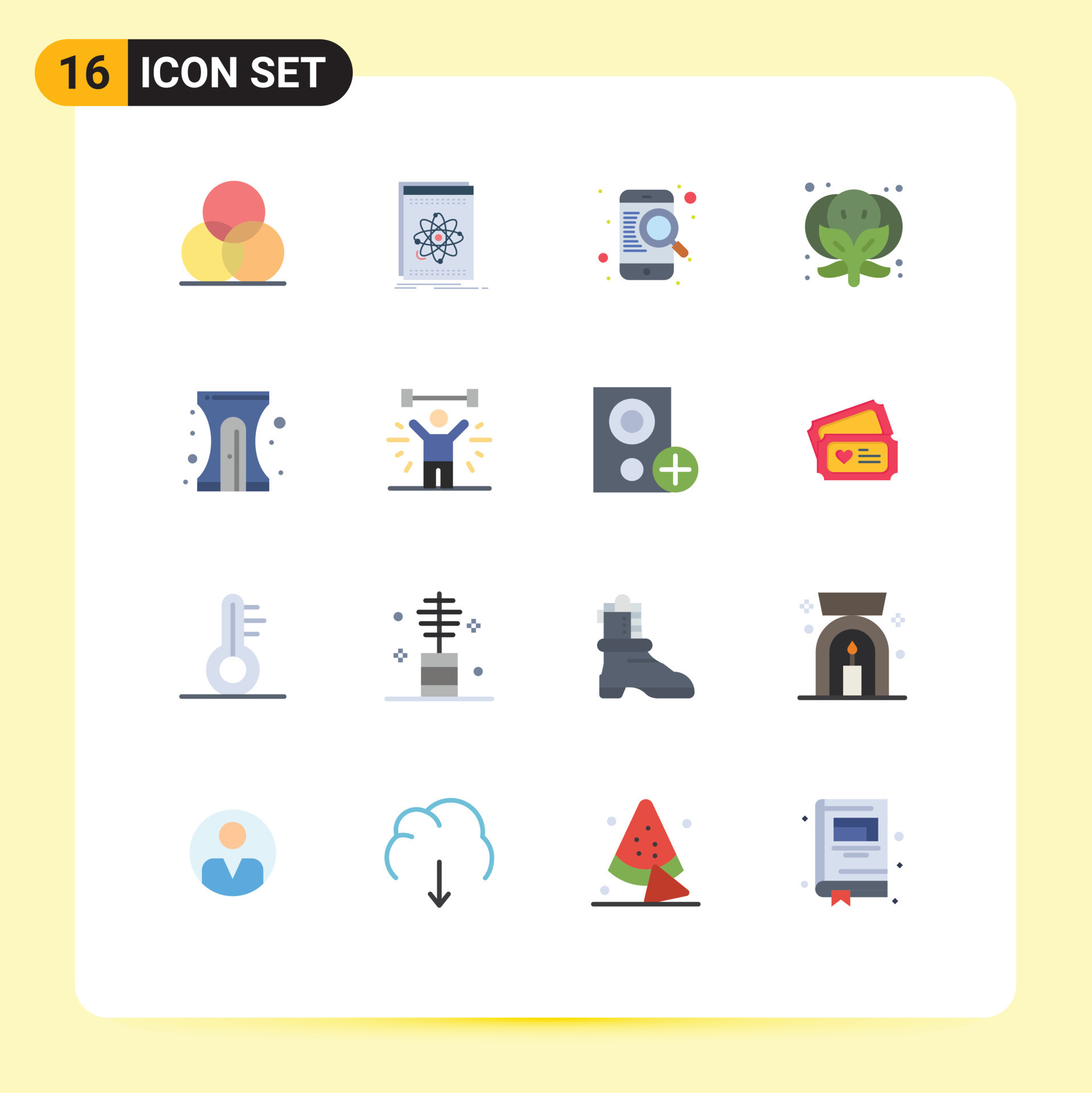 User Interface Pack Of 16 Basic Flat Colors Of Color Find Design Developer Search Editable Pack