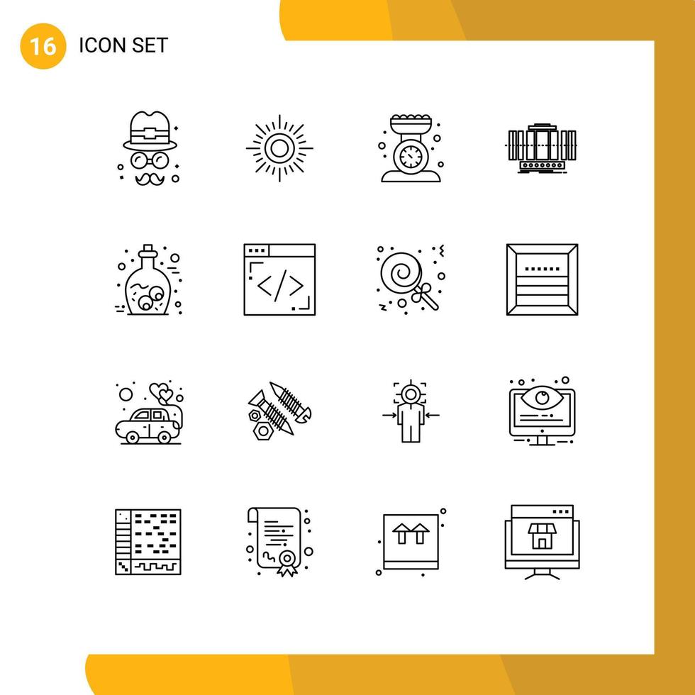 User Interface Pack of 16 Basic Outlines of eye wind cooking axis turbine Editable Vector Design ...