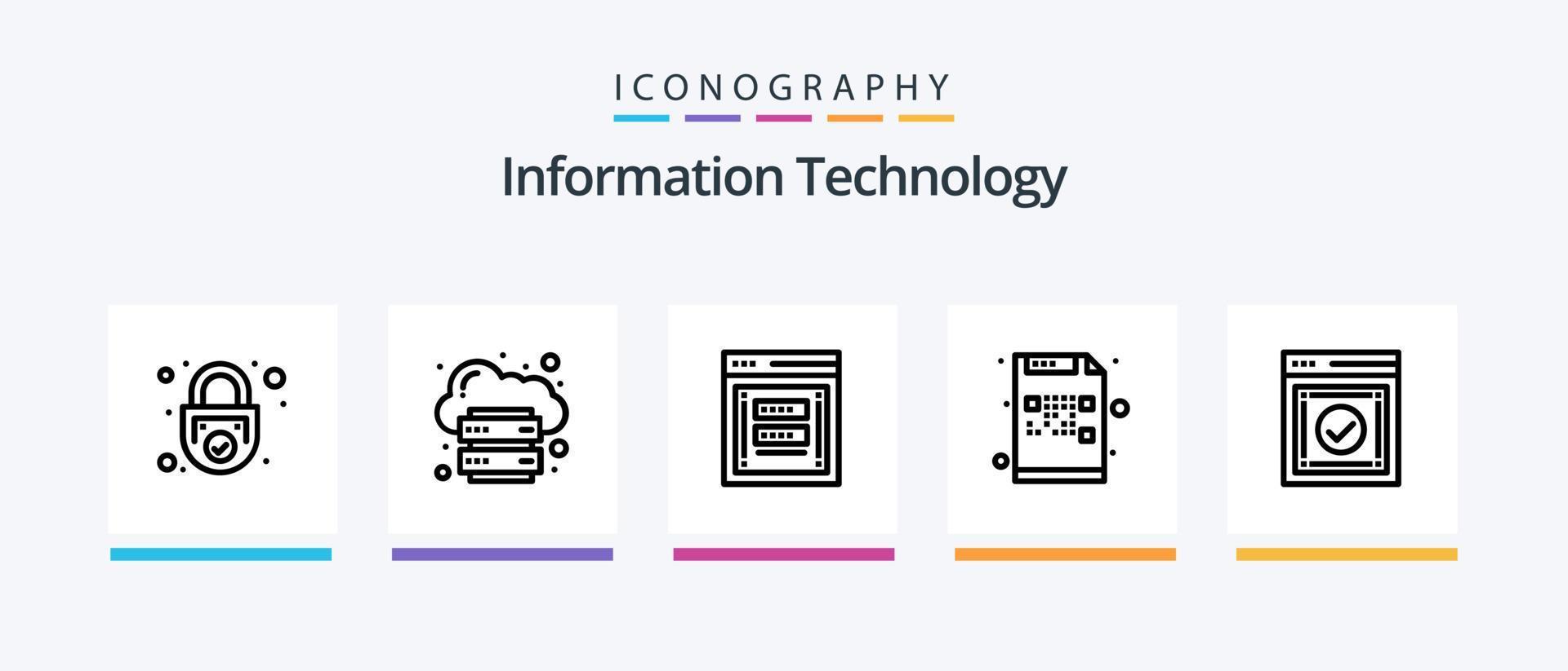 Information Technology Line 5 Icon Pack Including Science Information