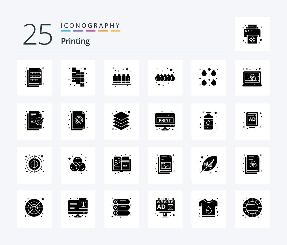 imprimiendo un paquete de iconos de 25 glifos sólidos que incluye gota ...