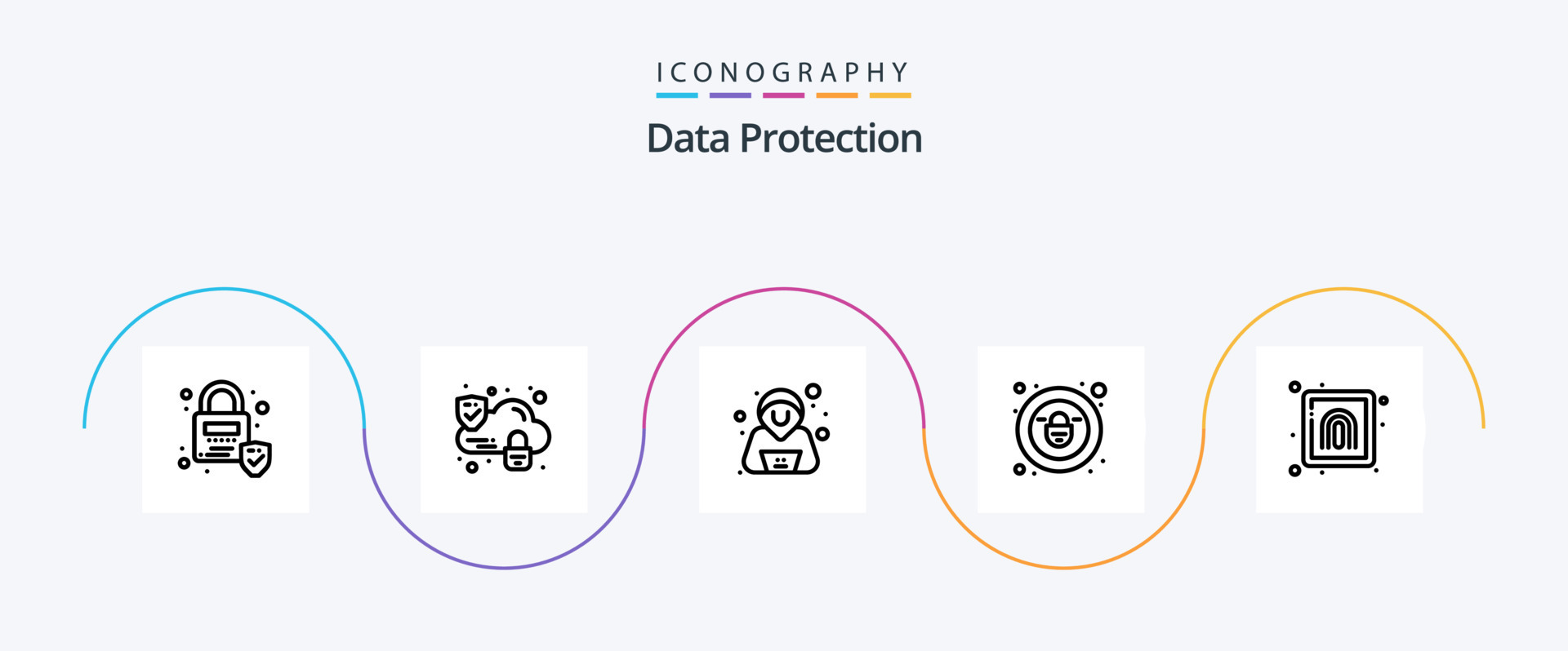 Data Protection Line 5 Icon Pack Including Security Security Print