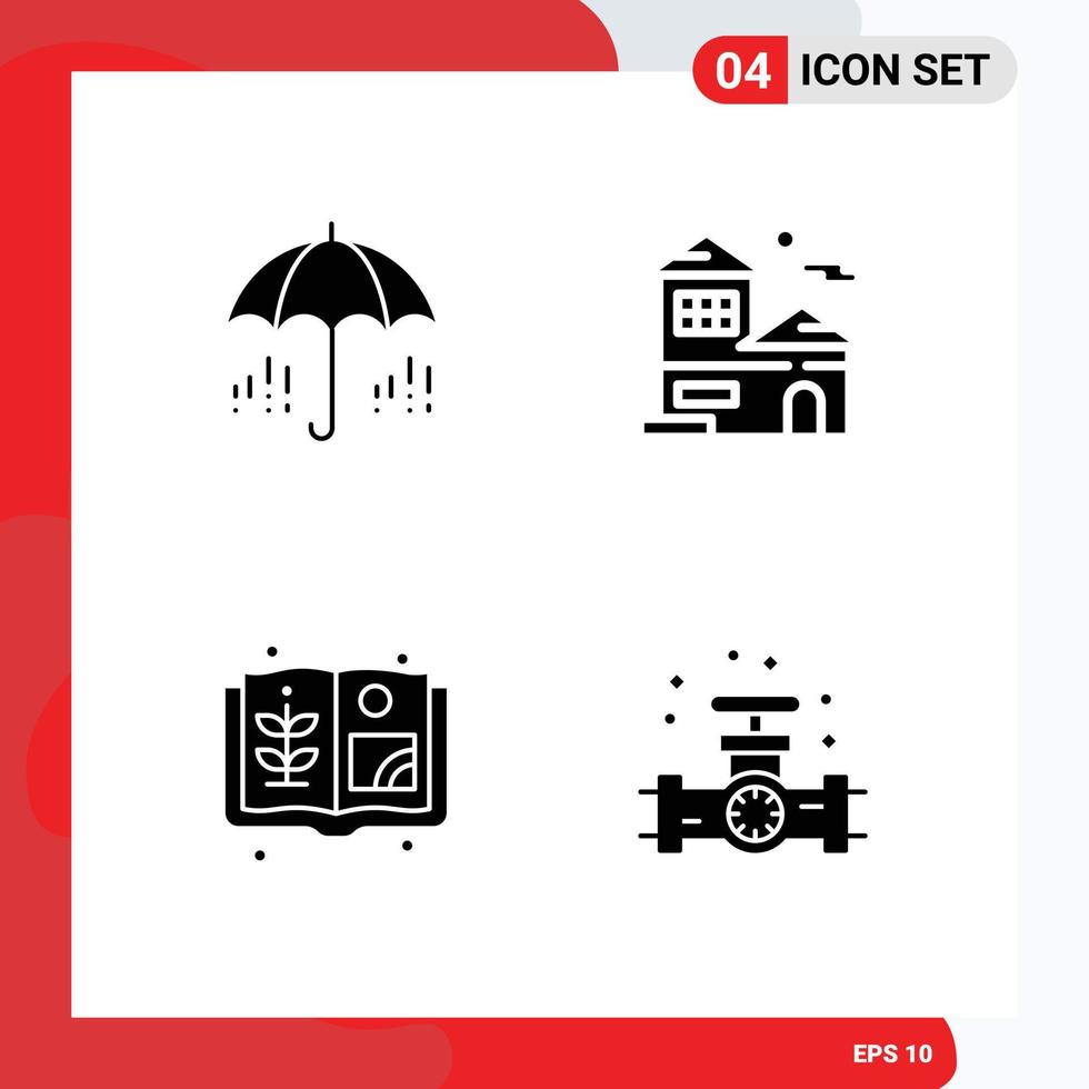 4 Universal Solid Glyphs Set for Web and Mobile Applications umbrella ...