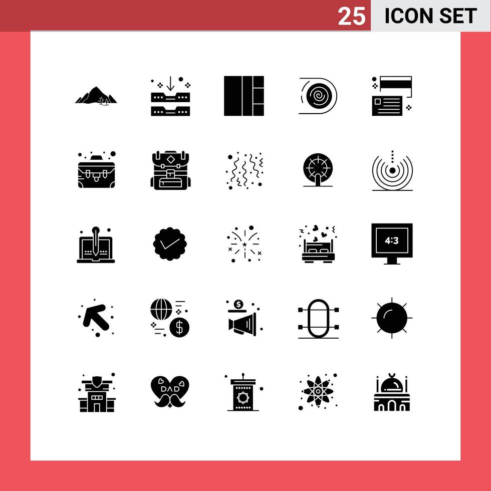 Set of 25 Modern UI Icons Symbols Signs for card endless office disruptive circulation Editable ...