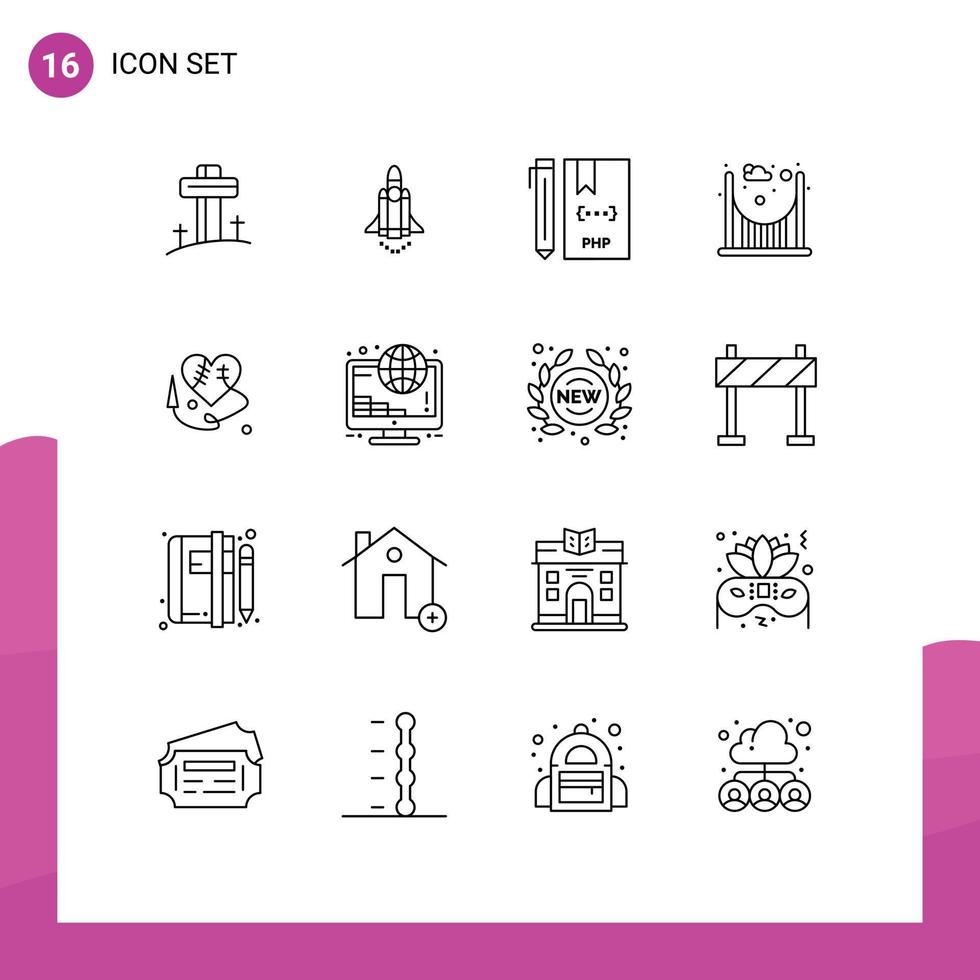 Set Of 16 Commercial Outlines Pack For Broken Heart Passage Coding Parks Php Editable Vector