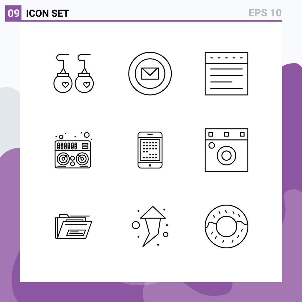 Stock Vector Icon Pack of 9 Line Signs and Symbols for digital computer ...