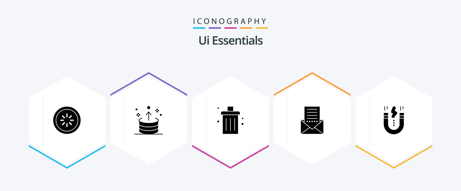 paquete de iconos de 25 glifos de ui essentials que incluye sobre. comunicación. ui retirar ...