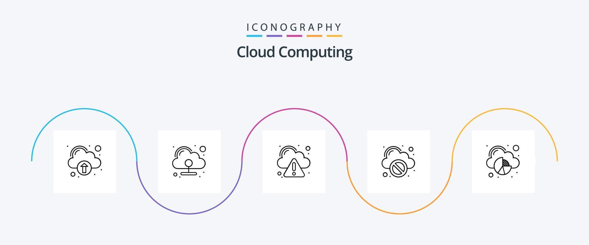 Cloud Computing Line 5 Icon Pack Including chart. error. cloud. stop ...