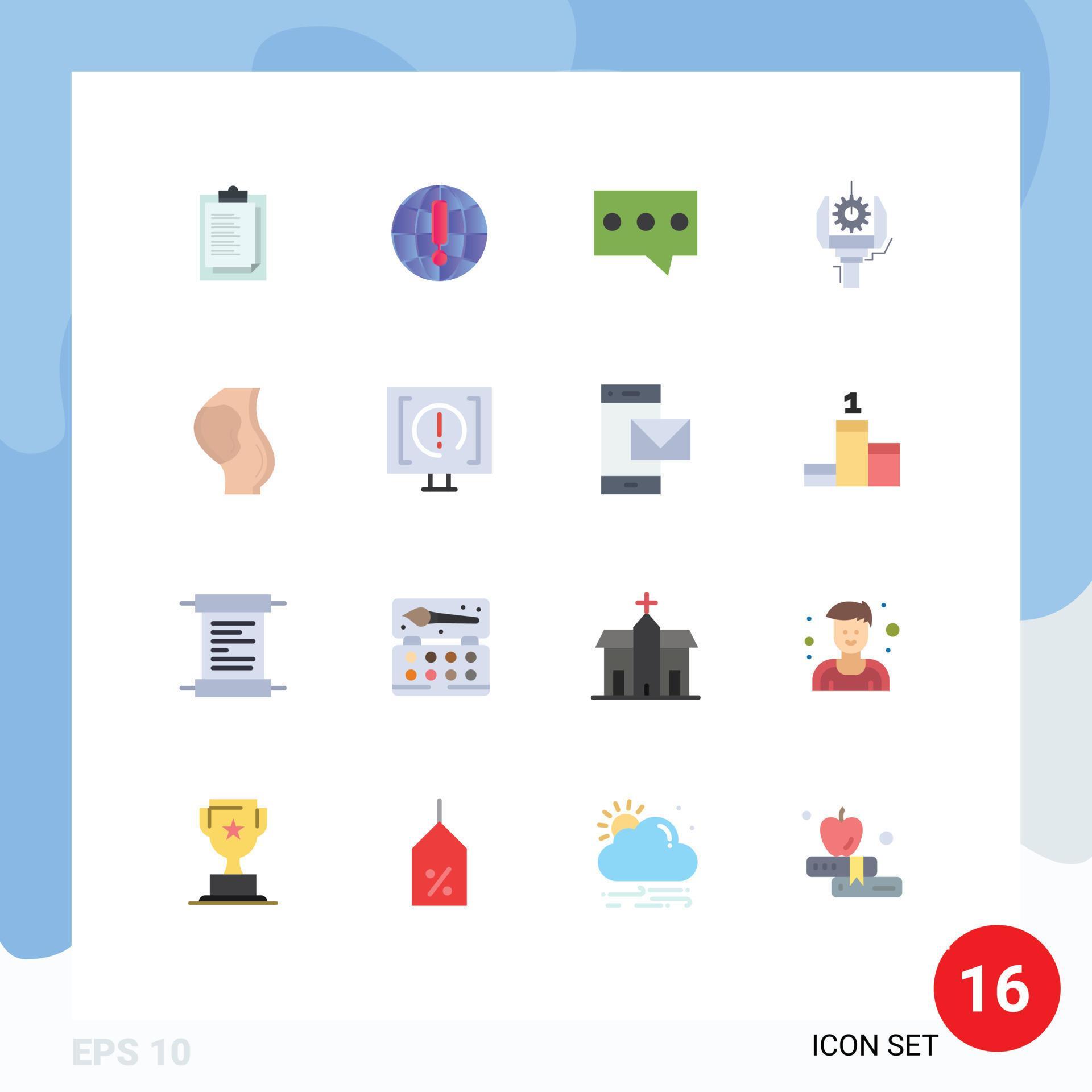Set Of 16 Modern Ui Icons Symbols Signs For Notepad Hint Presentation Browser Automation