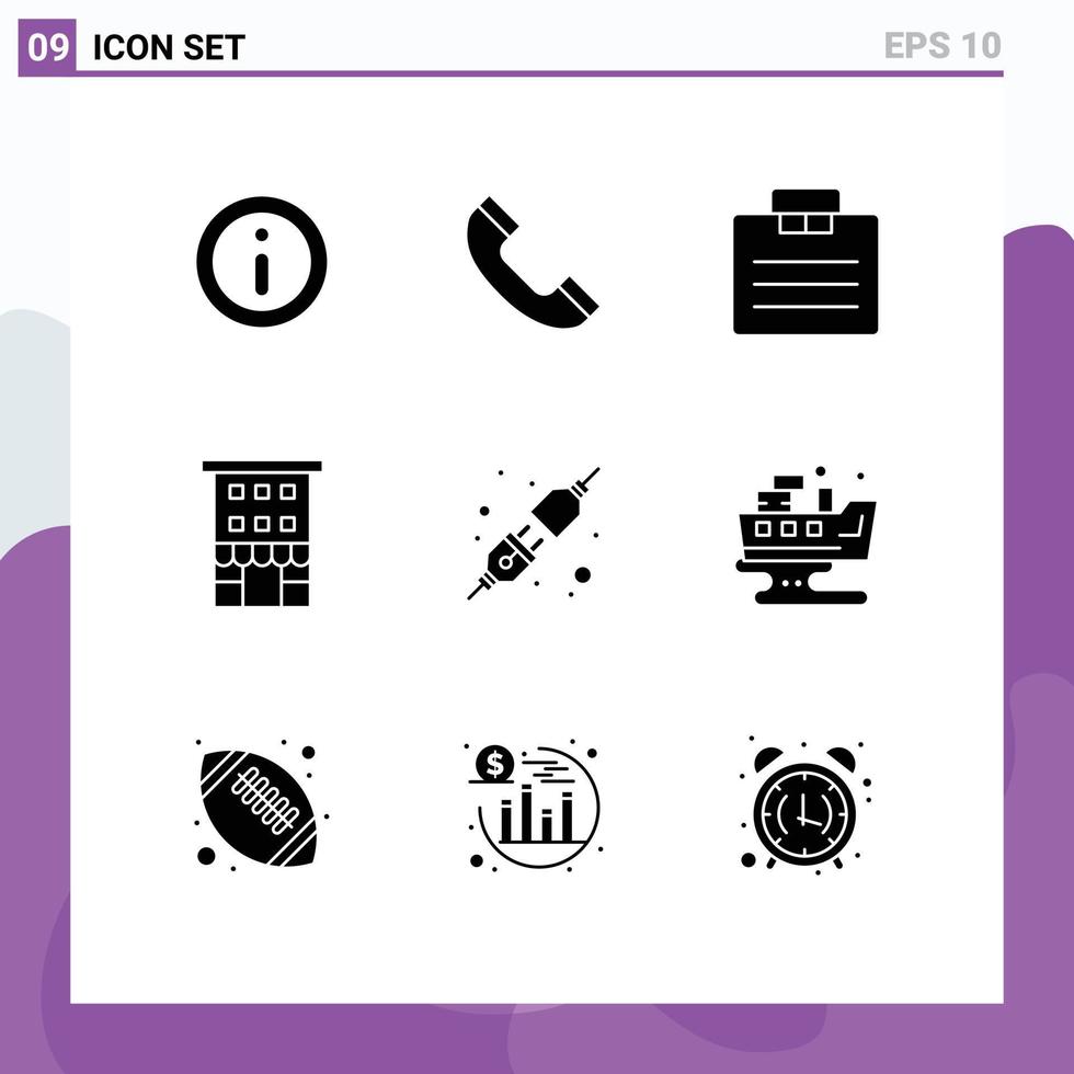 conjunto de pictogramas de 9 glifos sólidos simples de tiendas de ... conjunto de pictogramas de 9 glifos sólidos simples de tiendas de ...