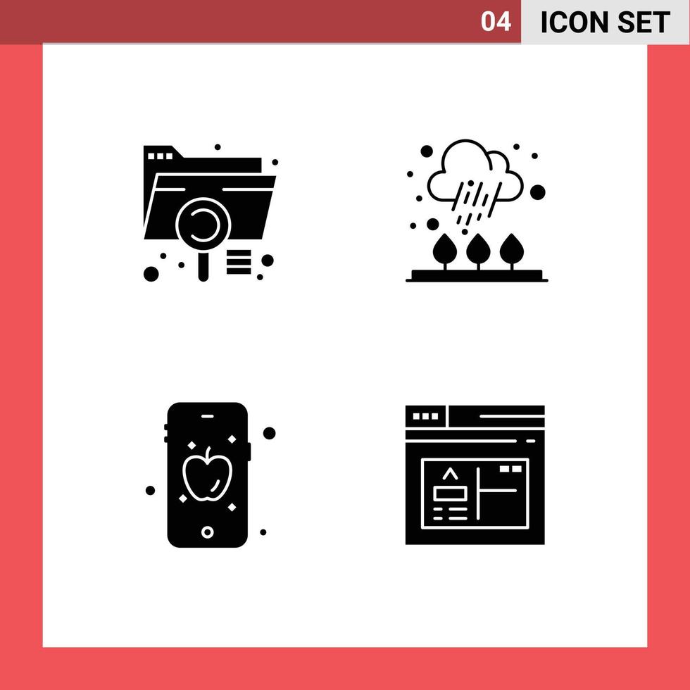 User Interface Pack Of 4 Basic Solid Glyphs Of Analysis Mobile Extension Cloud Education