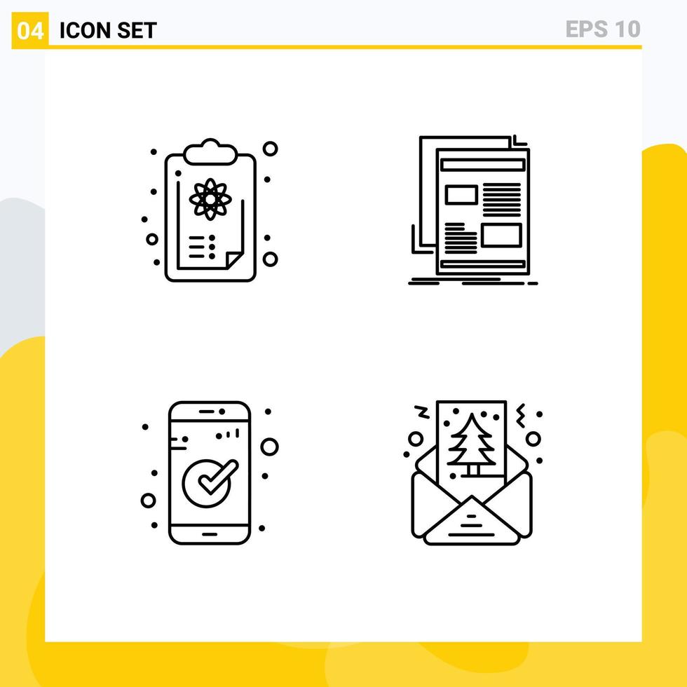 4 Thematic Vector Filledline Flat Colors And Editable Symbols Of Clipboard App Logic Newspaper