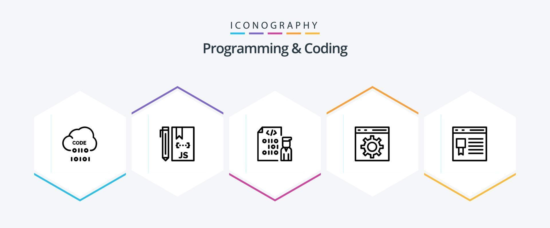 Programming And Coding 25 Line Icon Pack Including Development Browser Programmer Development 9276
