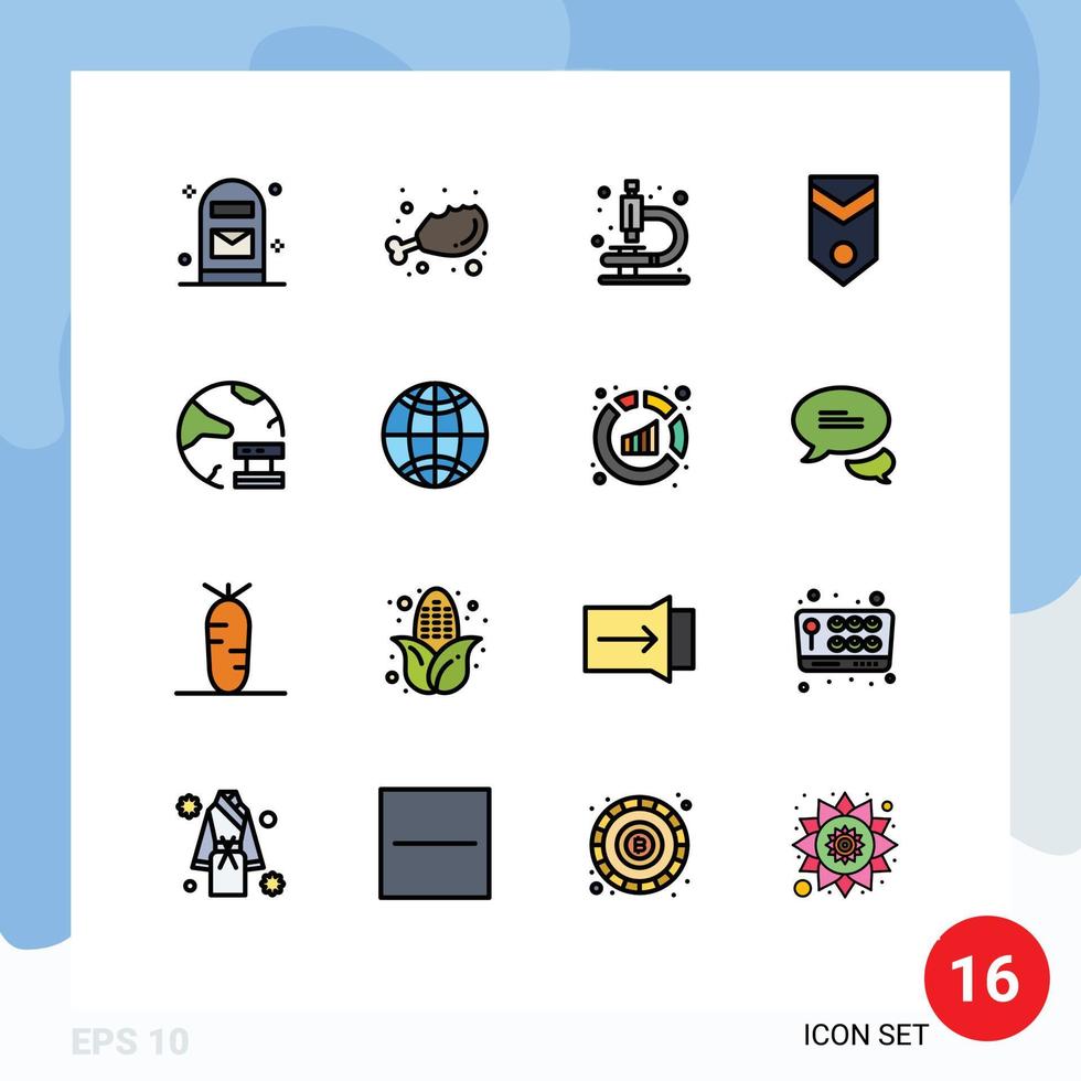 16 Universal Flat Color Filled Lines Set For Web And Mobile Applications Data Stripes Lab Rank