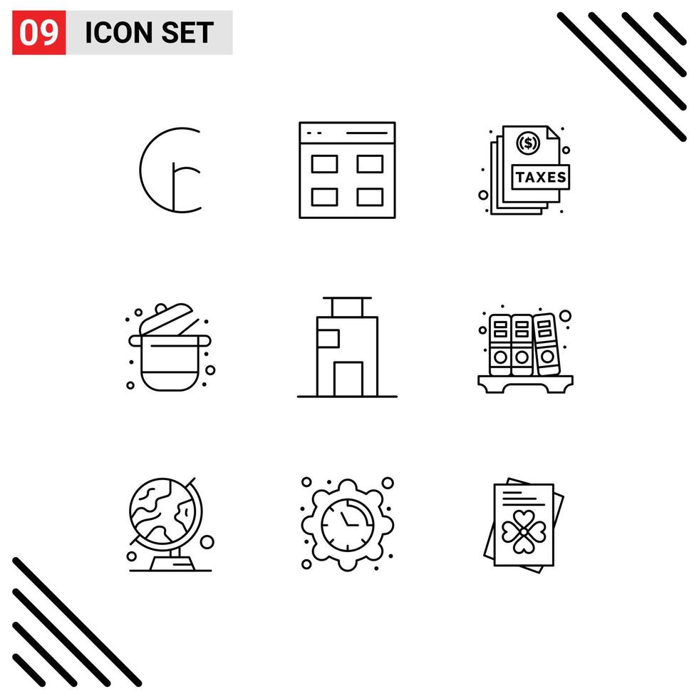 9 User Interface Outline Pack Of Modern Signs And Symbols Of Supermarket Kitchen Action Karahi