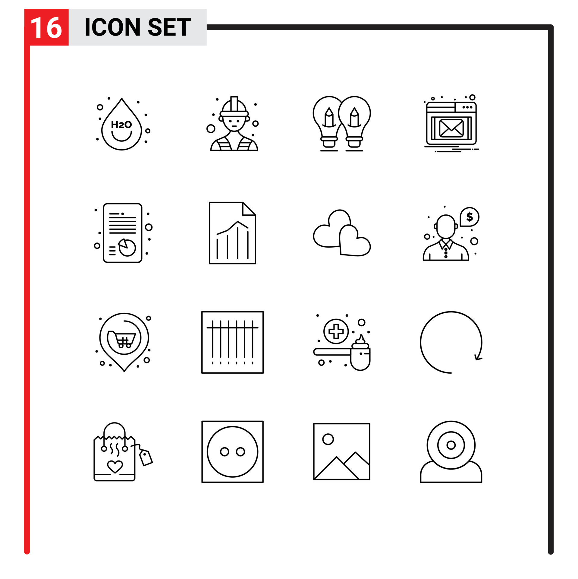 Set of 16 Vector Outlines on Grid for report growth idea popup email Editable Vector Design ...