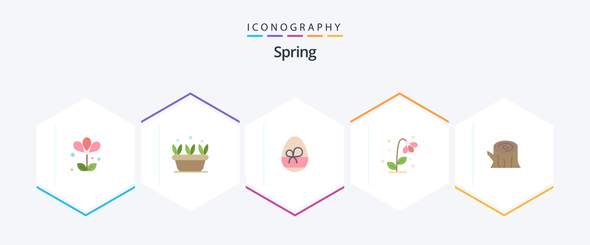 Spring 25 Flat icon pack including log. nature. egg. flower. flora ...