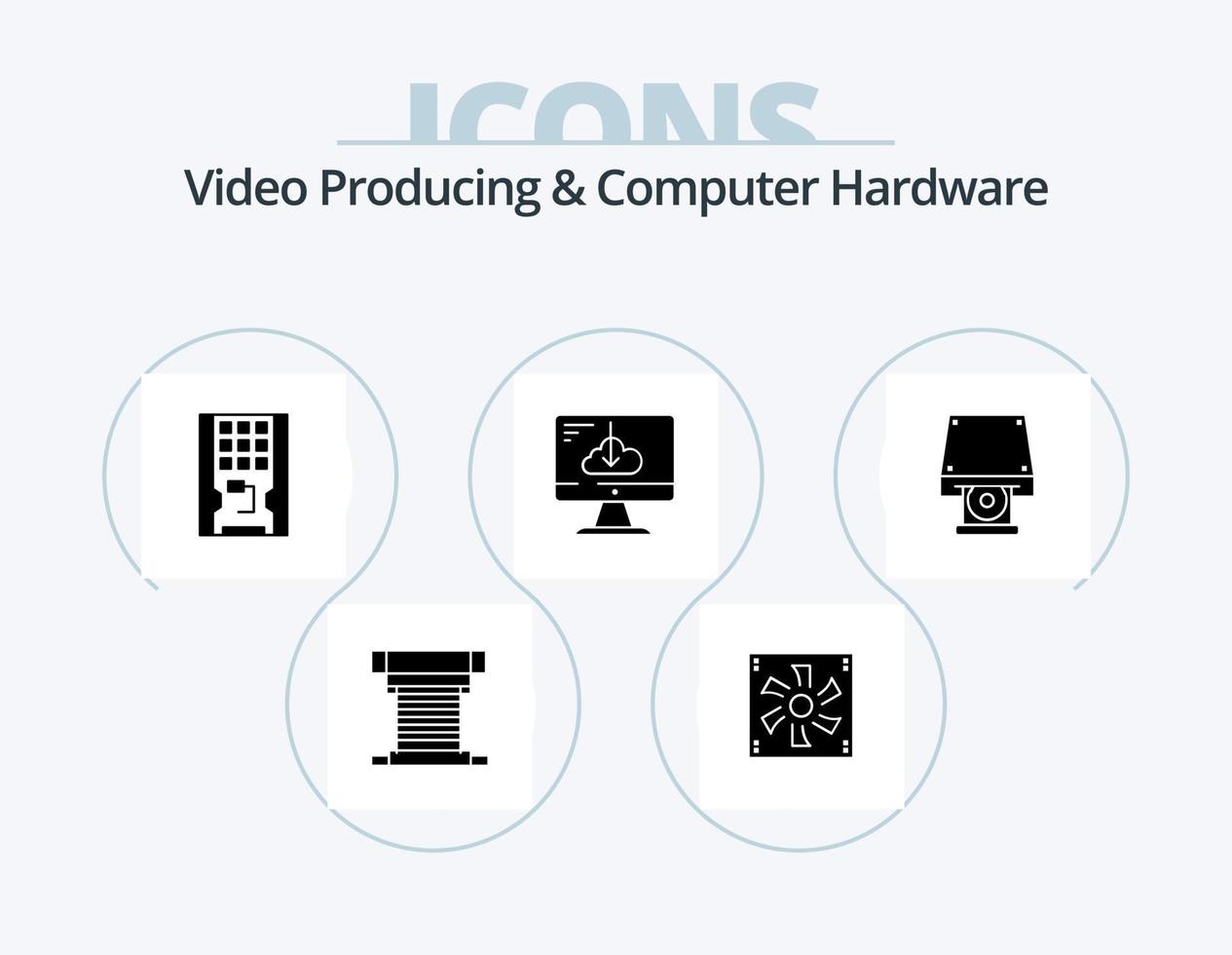 Video Producing And Computer Hardware Glyph Icon Pack 5 Icon Design ...