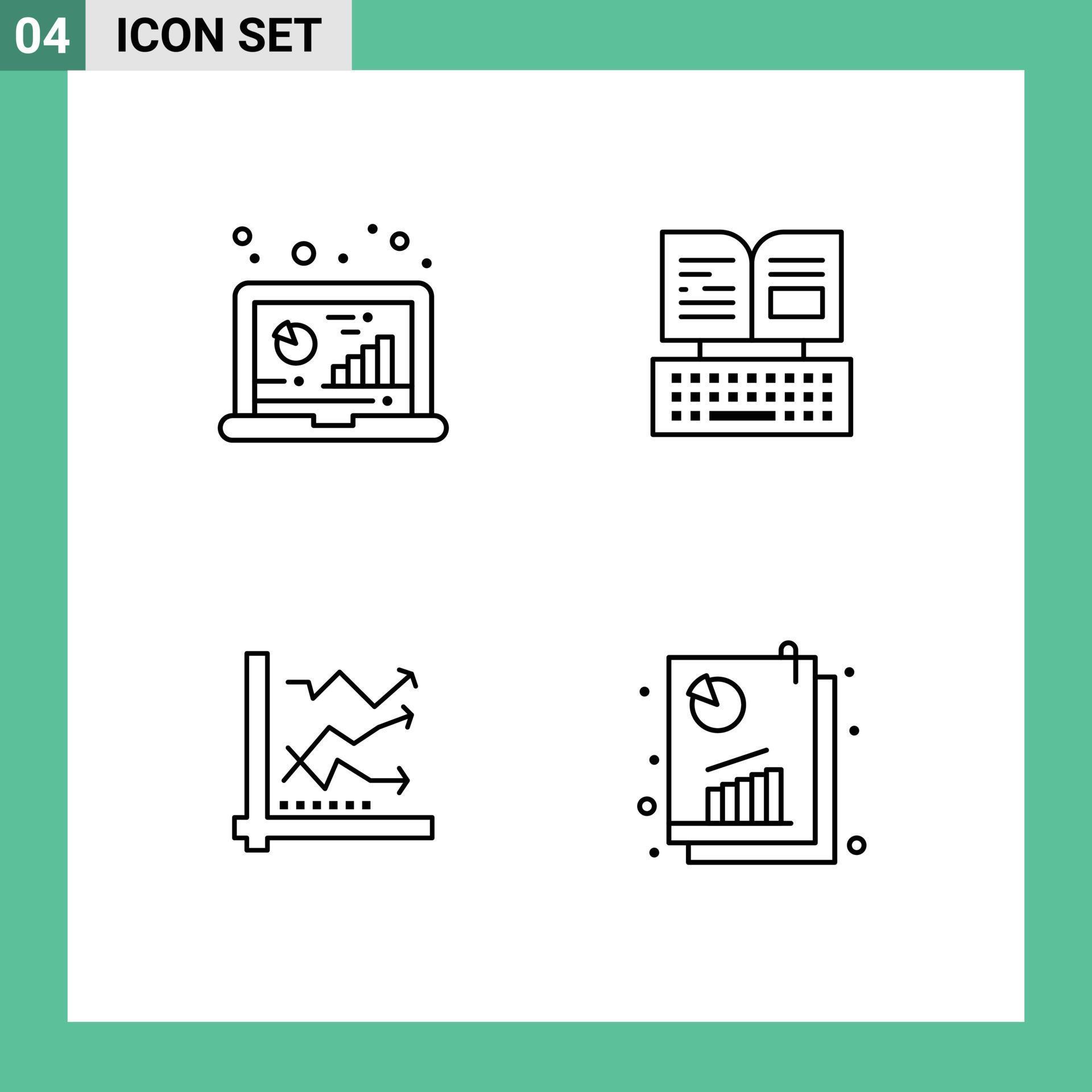 Stock Vector Icon Pack of 4 Line Signs and Symbols for analysis graph ...