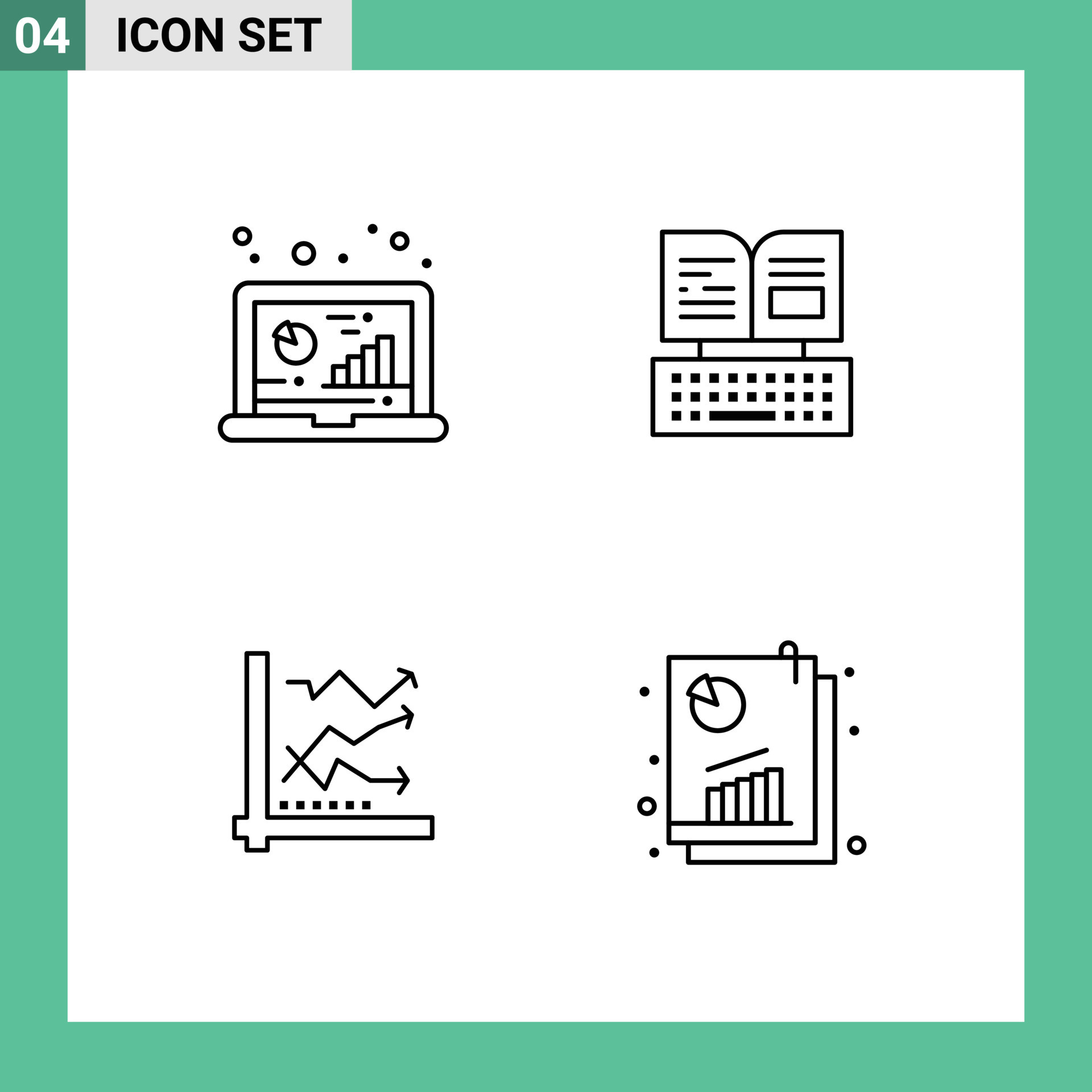 Stock Vector Icon Pack of 4 Line Signs and Symbols for analysis graph ...