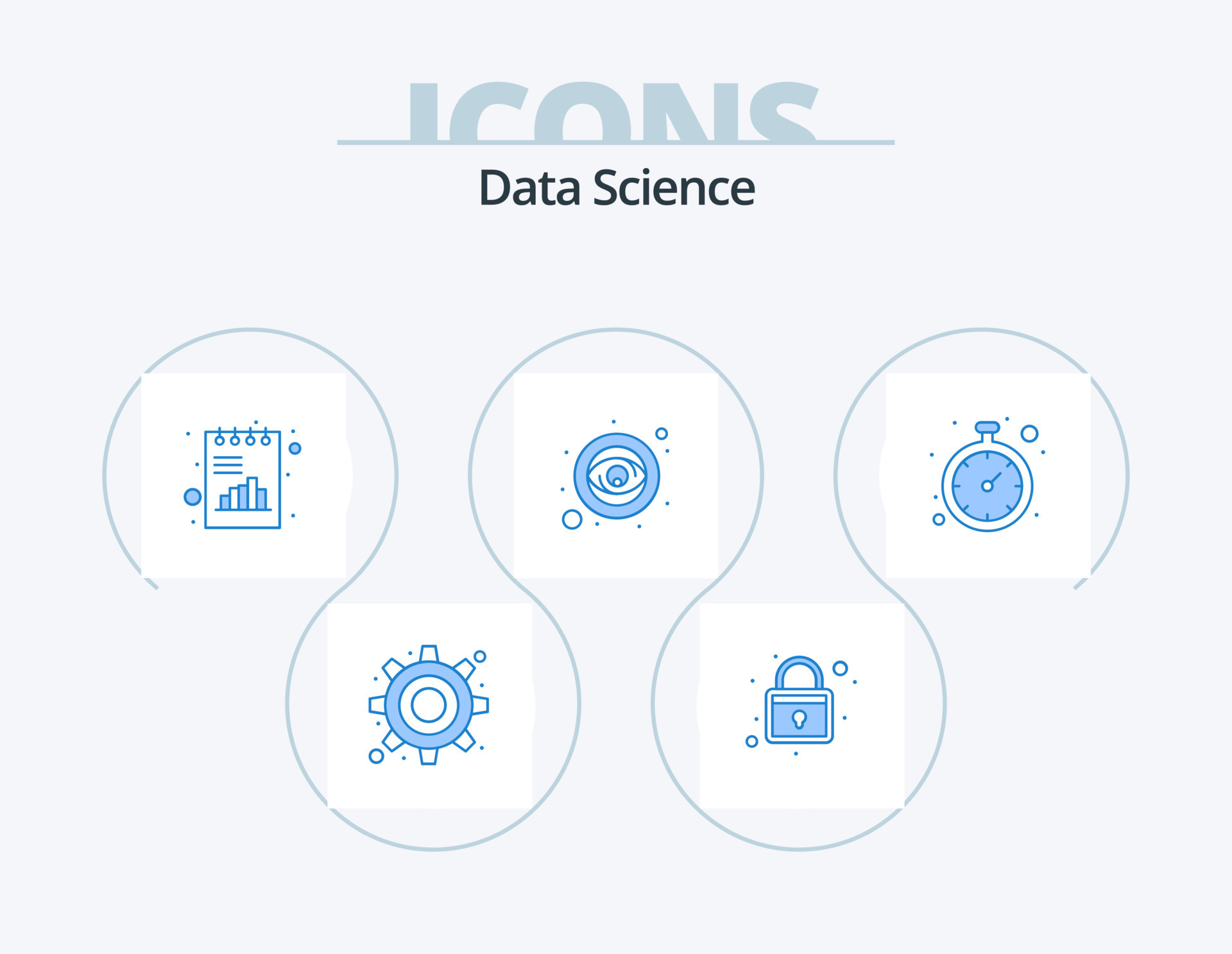 Data Science Blue Icon Pack 5 Icon Design. date. eye view. analytics. view. eye 18686990 Vector ...