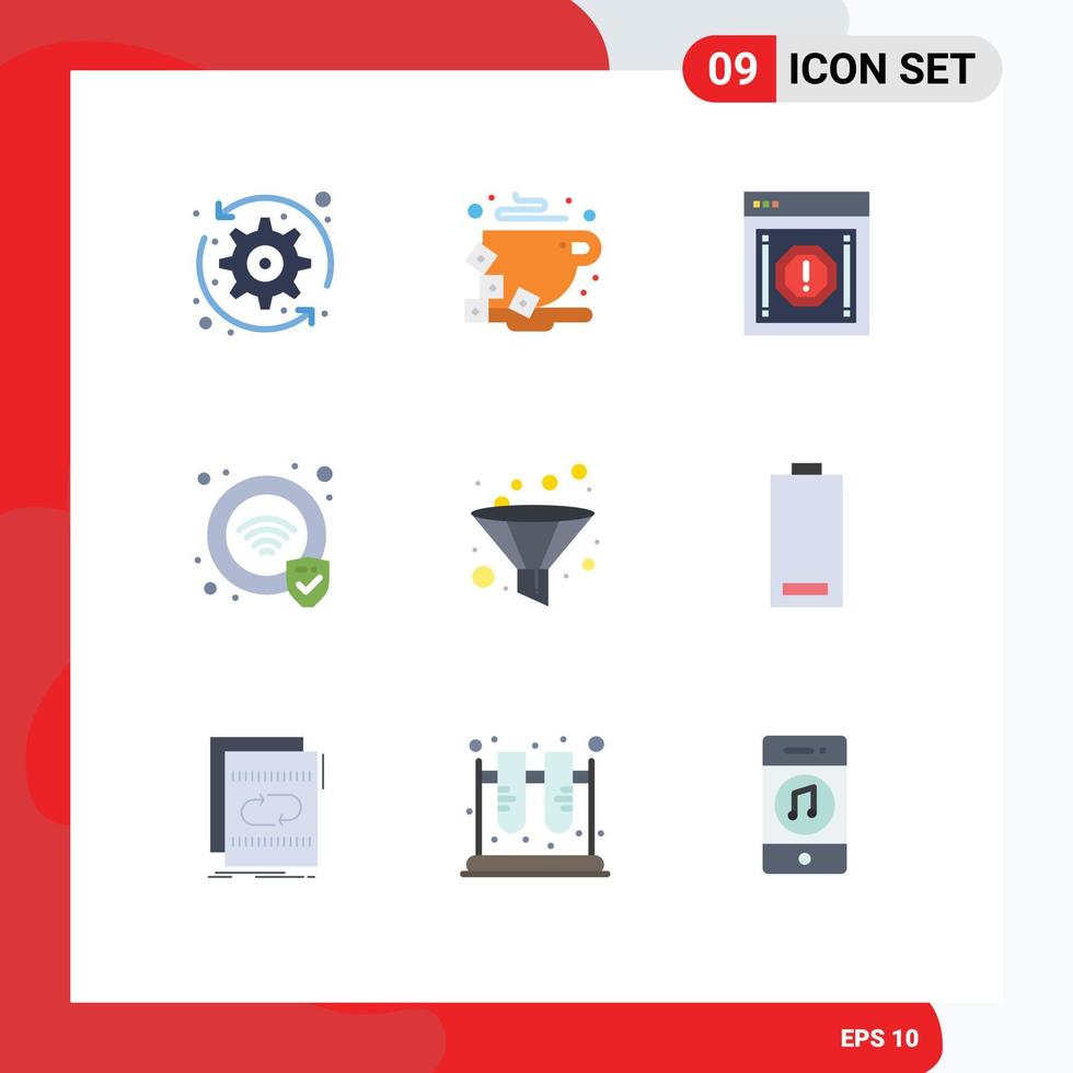 9 Universal Flat Colors Set For Web And Mobile Applications Filter Wifi Alert Security Warning