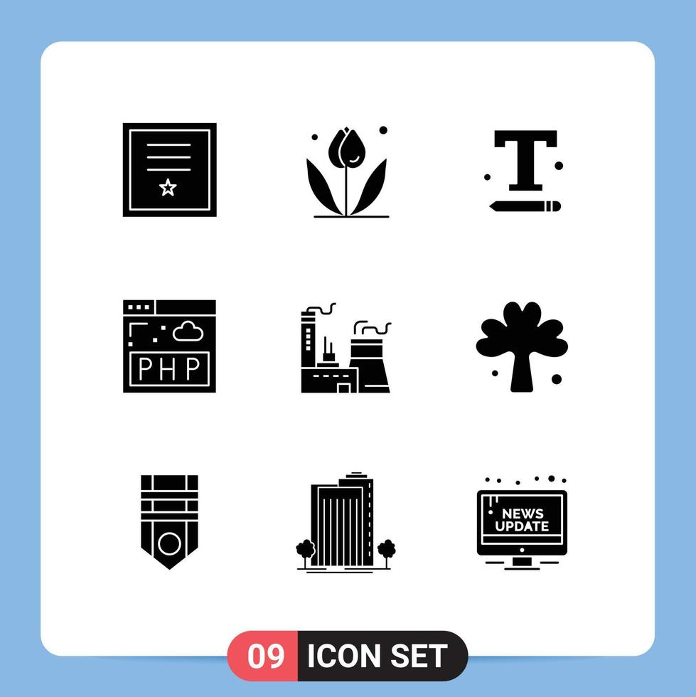 Pack of 9 Modern Solid Glyphs Signs and Symbols for Web Print Media ...