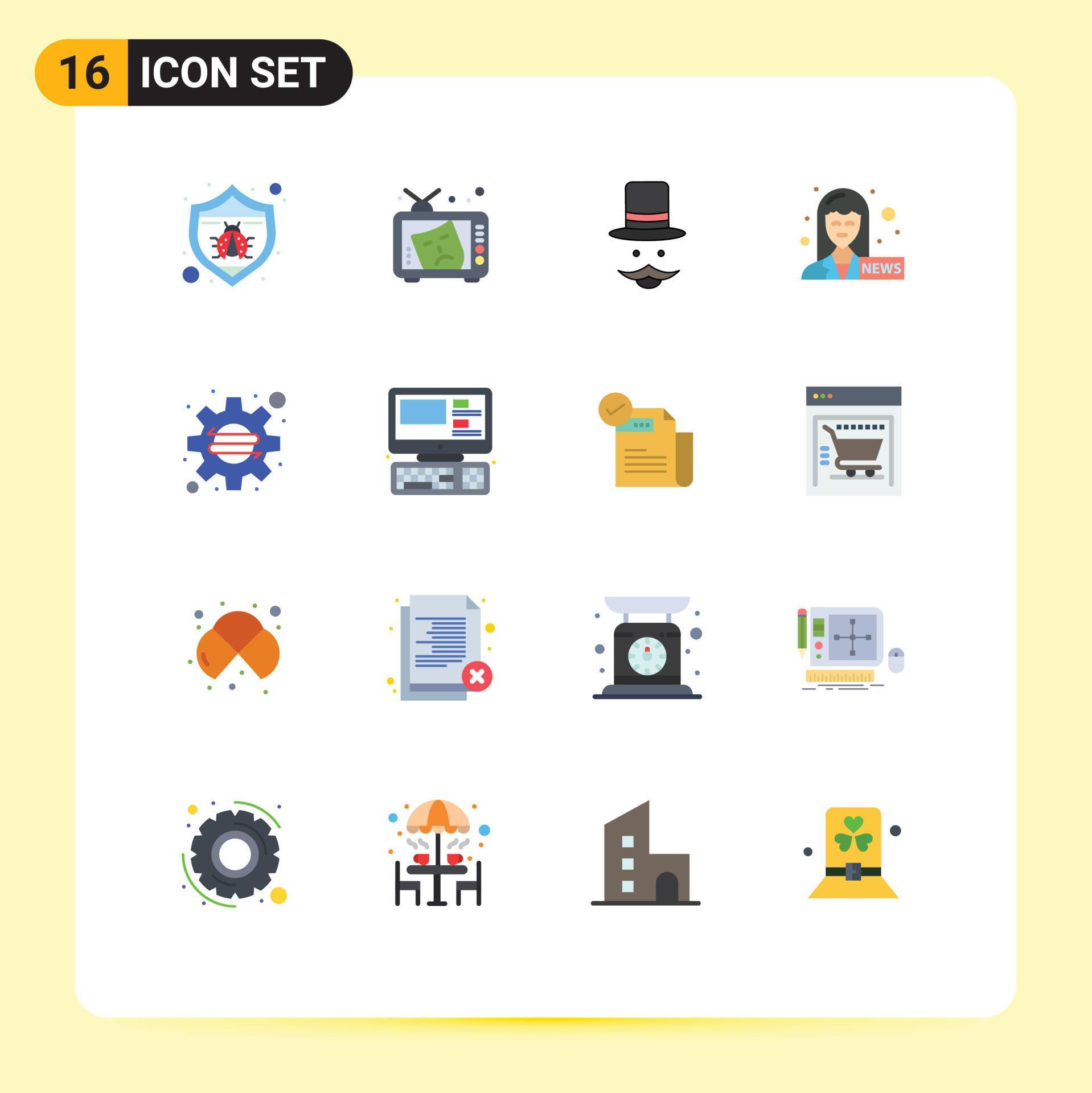 User Interface Pack Of 16 Basic Flat Colors Of Protection Moustache Bug Art Movember Editable