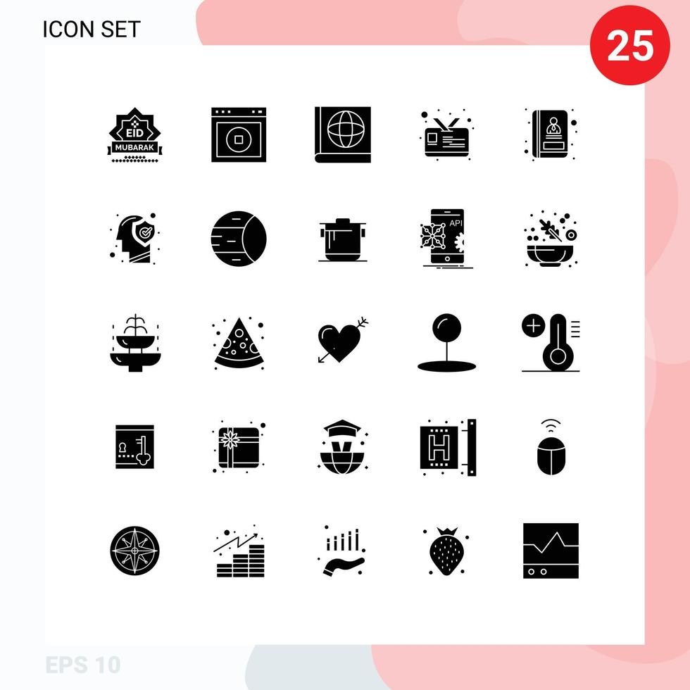 User Interface Pack Of 25 Basic Solid Glyphs Of Communication Address