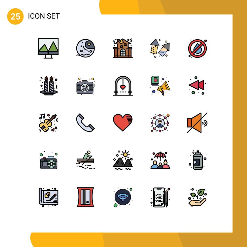 User Interface Pack Of 25 Basic Filled Line Flat Colors Of No Fire Fireworks Home Diwali