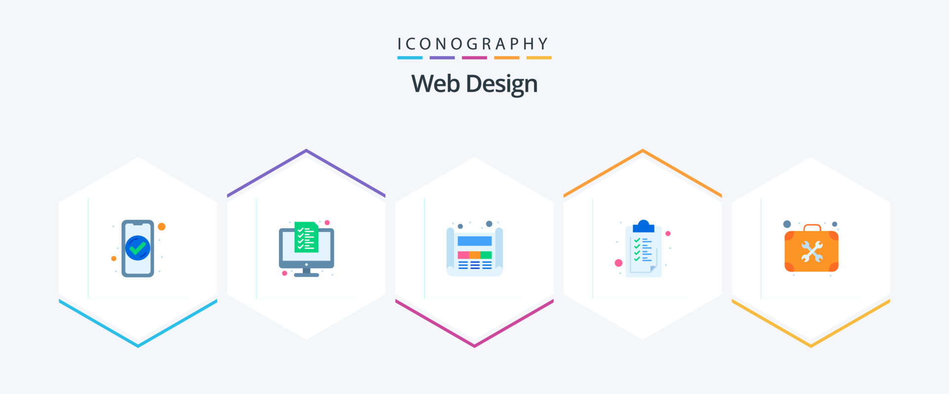 Web Design 25 Flat icon pack including case. list. list. checkmark. web ...