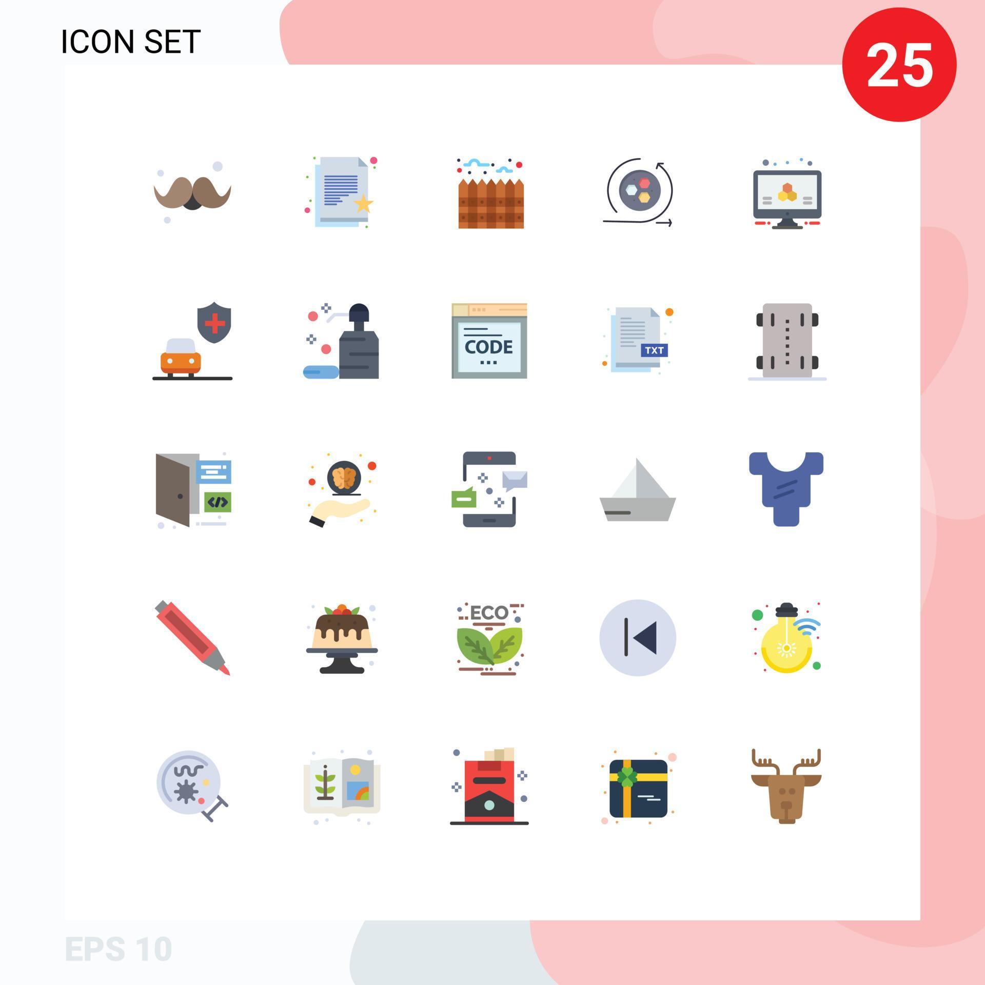 Set of 25 Modern UI Icons Symbols Signs for atom modeling wish list api boundary Editable Vector ...
