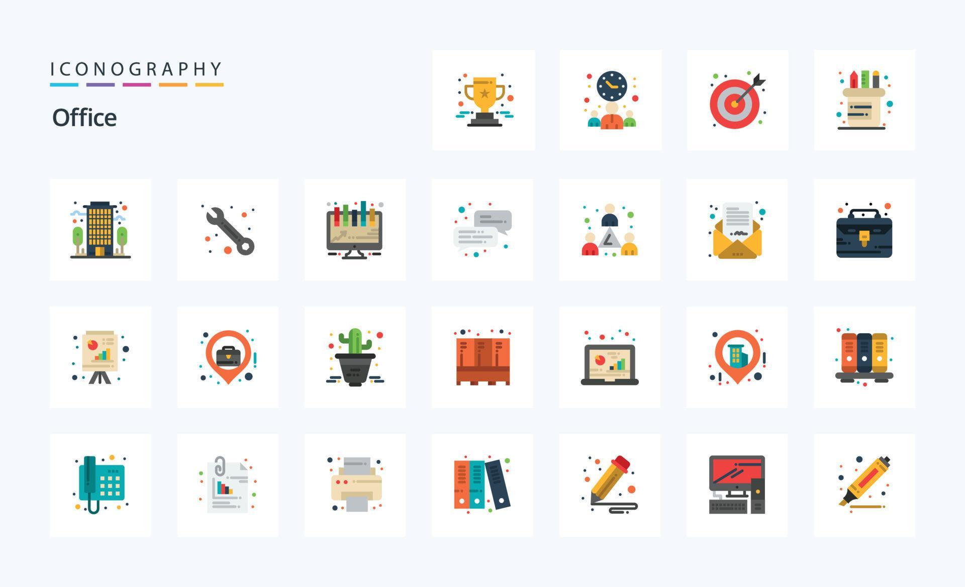 25 Office Flat color icon pack 18689128 Vector Art at Vecteezy