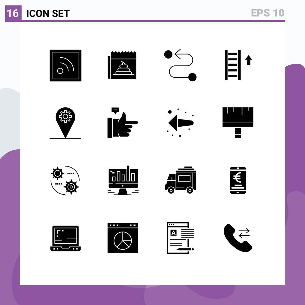 Pictogram Set of 16 Simple Solid Glyphs of map business destination ... Pictogram Set of 16 Simple Solid Glyphs of map business destination ...