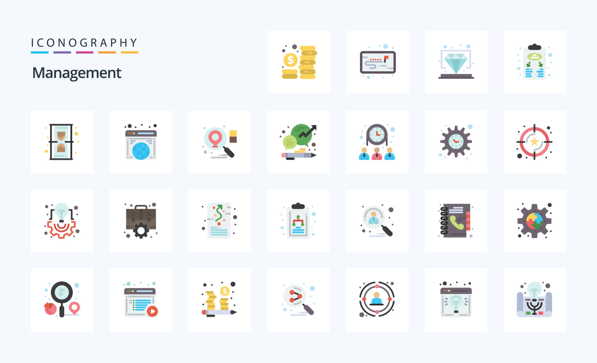 25 Management Flat Color Icon Pack 18689210 Vector Art At Vecteezy
