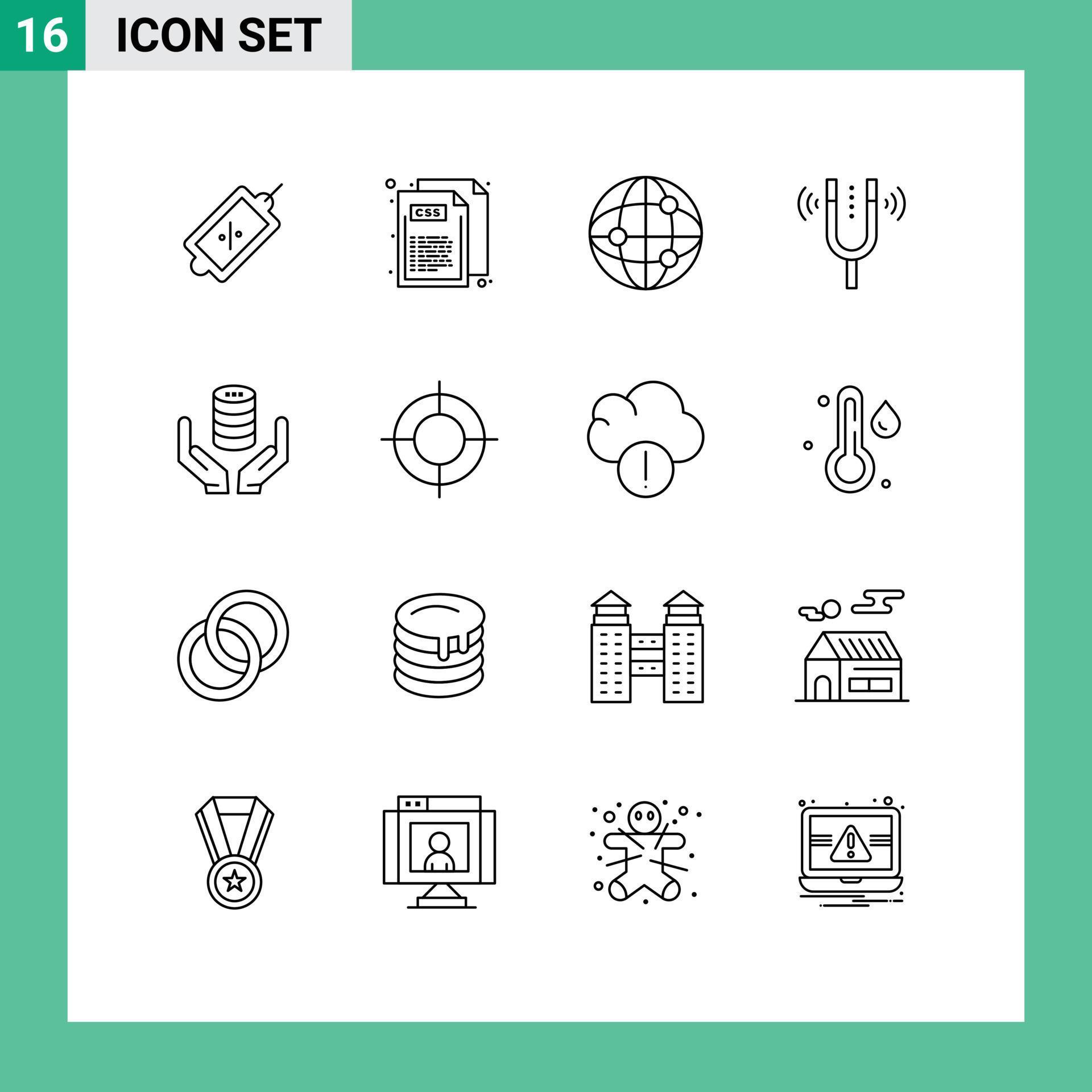 Set of 16 Vector Outlines on Grid for hand reference world pitch fork Editable Vector Design ...