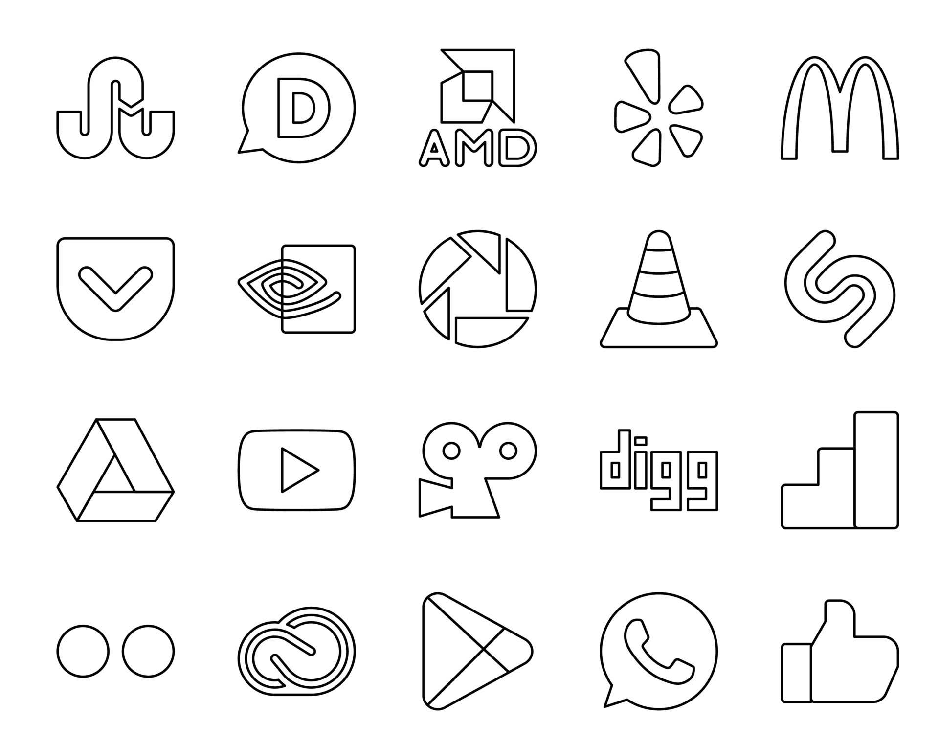 20 Social Media Icon Pack Including google analytics viddler vlc video ...