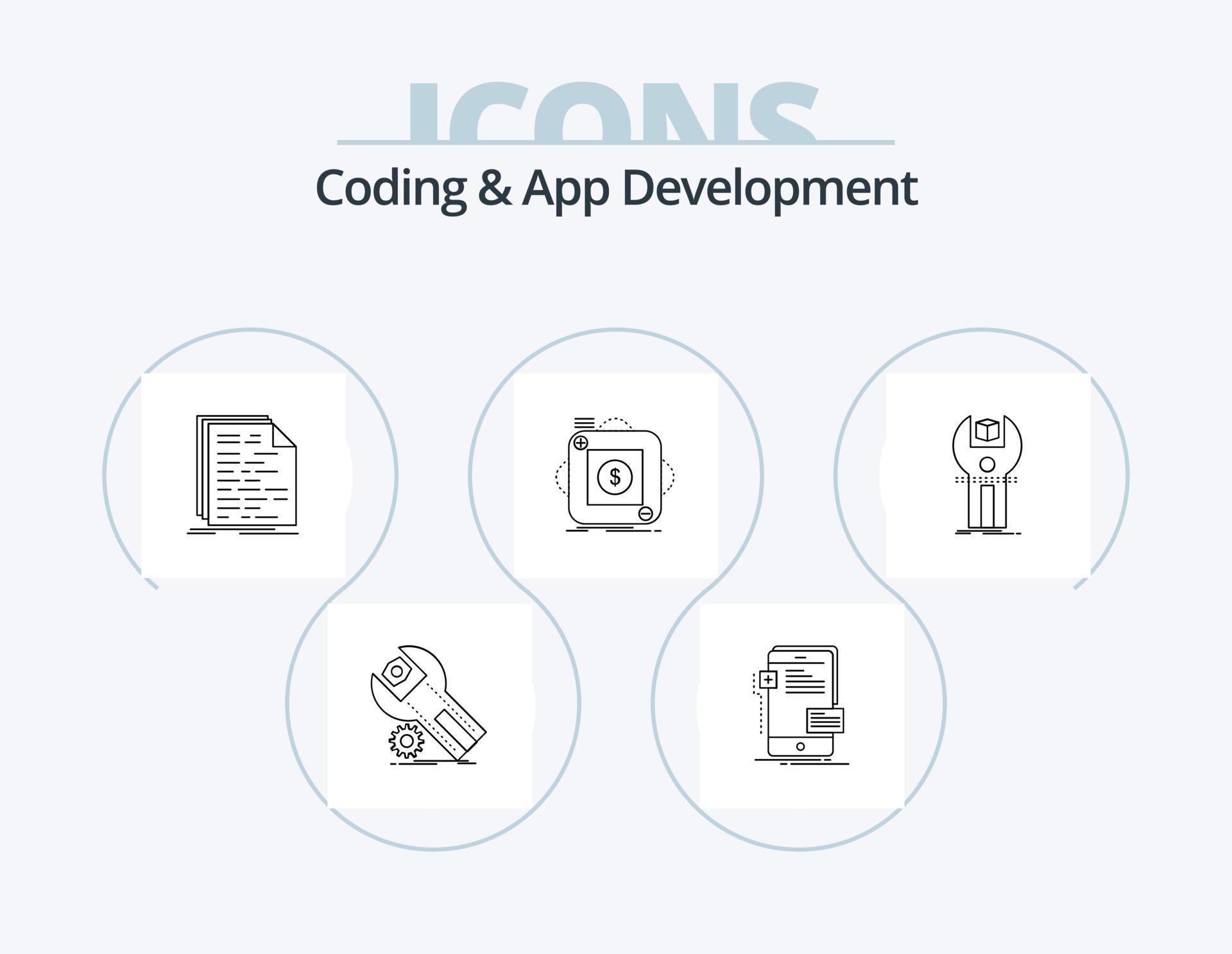 Coding And App Development Line Icon Pack 5 Icon Design. app. complex ...
