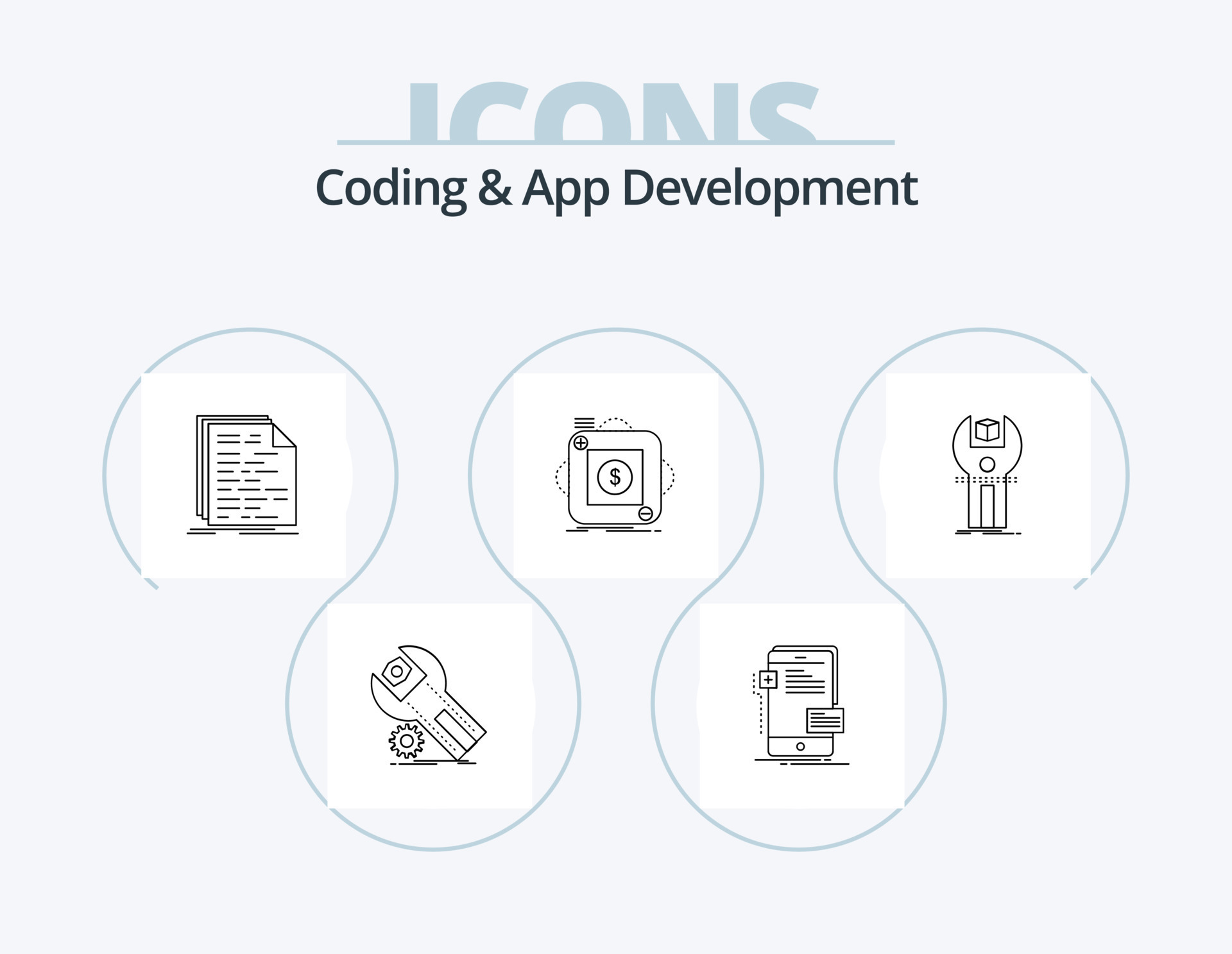 Coding And App Development Line Icon Pack 5 Icon Design App Complex Shuttle Cluster