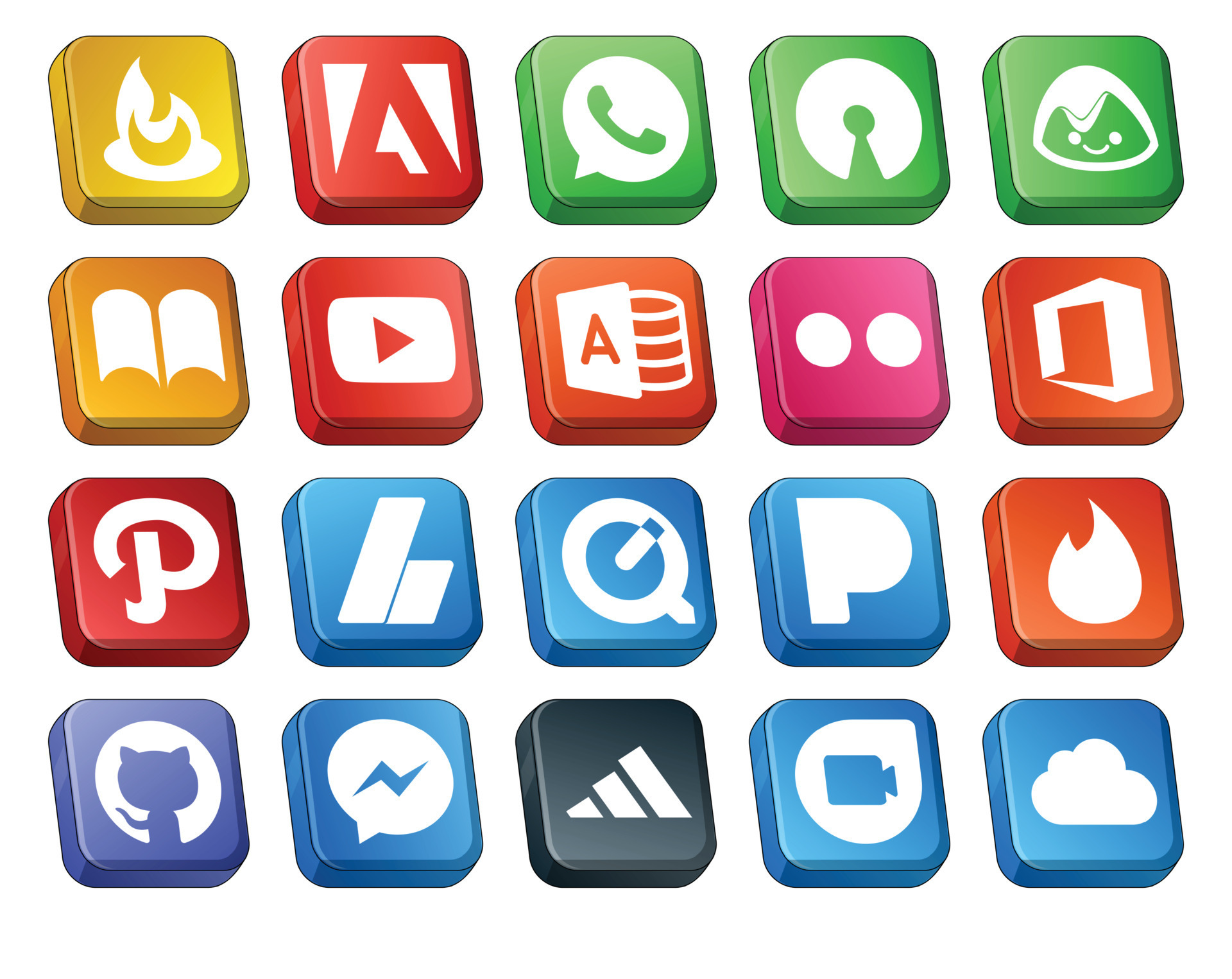 20 Social Media Icon Pack Including github pandora microsoft access ...