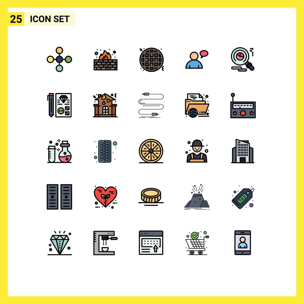 User Interface Pack Of 25 Basic Filled Line Flat Colors Of Coding Faind Waffle Research Chatting