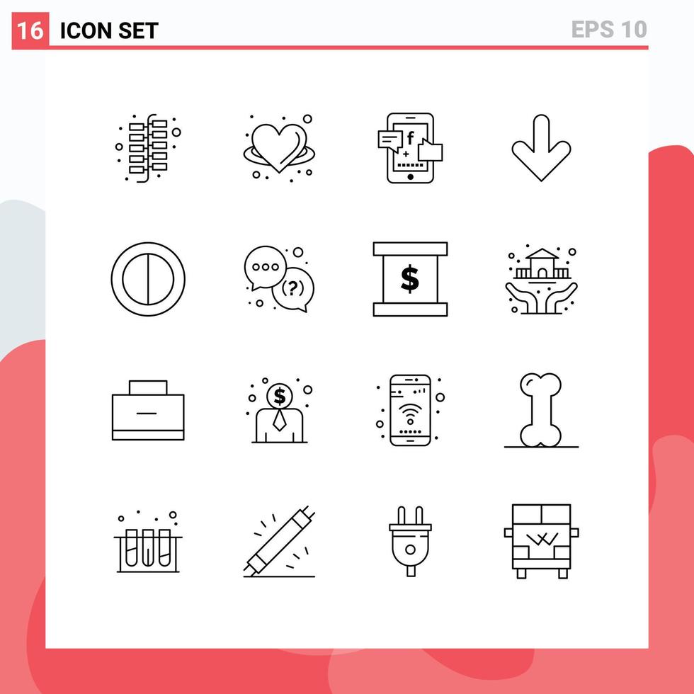 Pictogram Set Of 16 Simple Outlines Of Contrast Download Promotoin Direction Arrow Editable