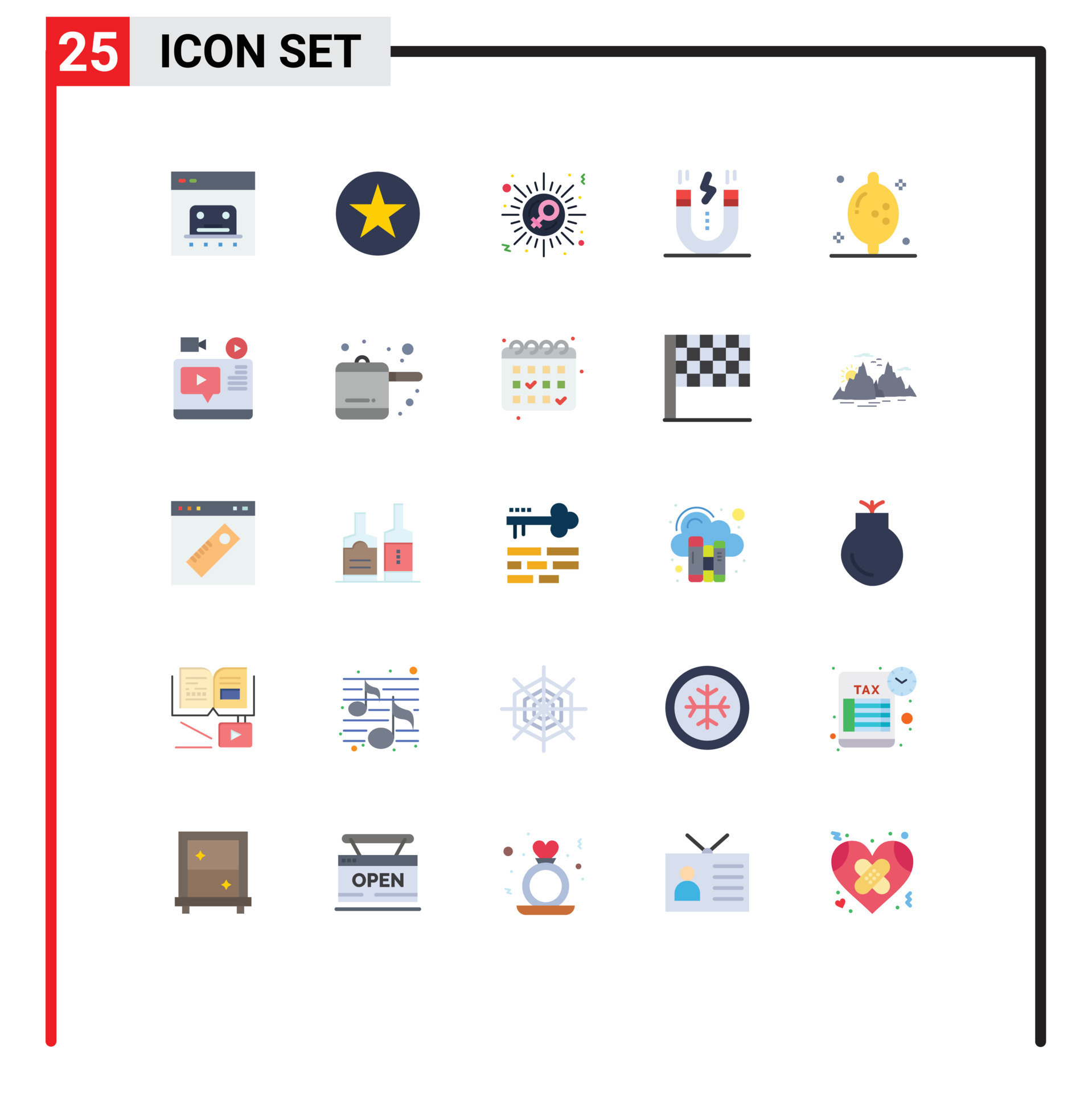 Group Of Flat Colors Signs And Symbols For Food Magnet Sex Interface Creative Editable Vector