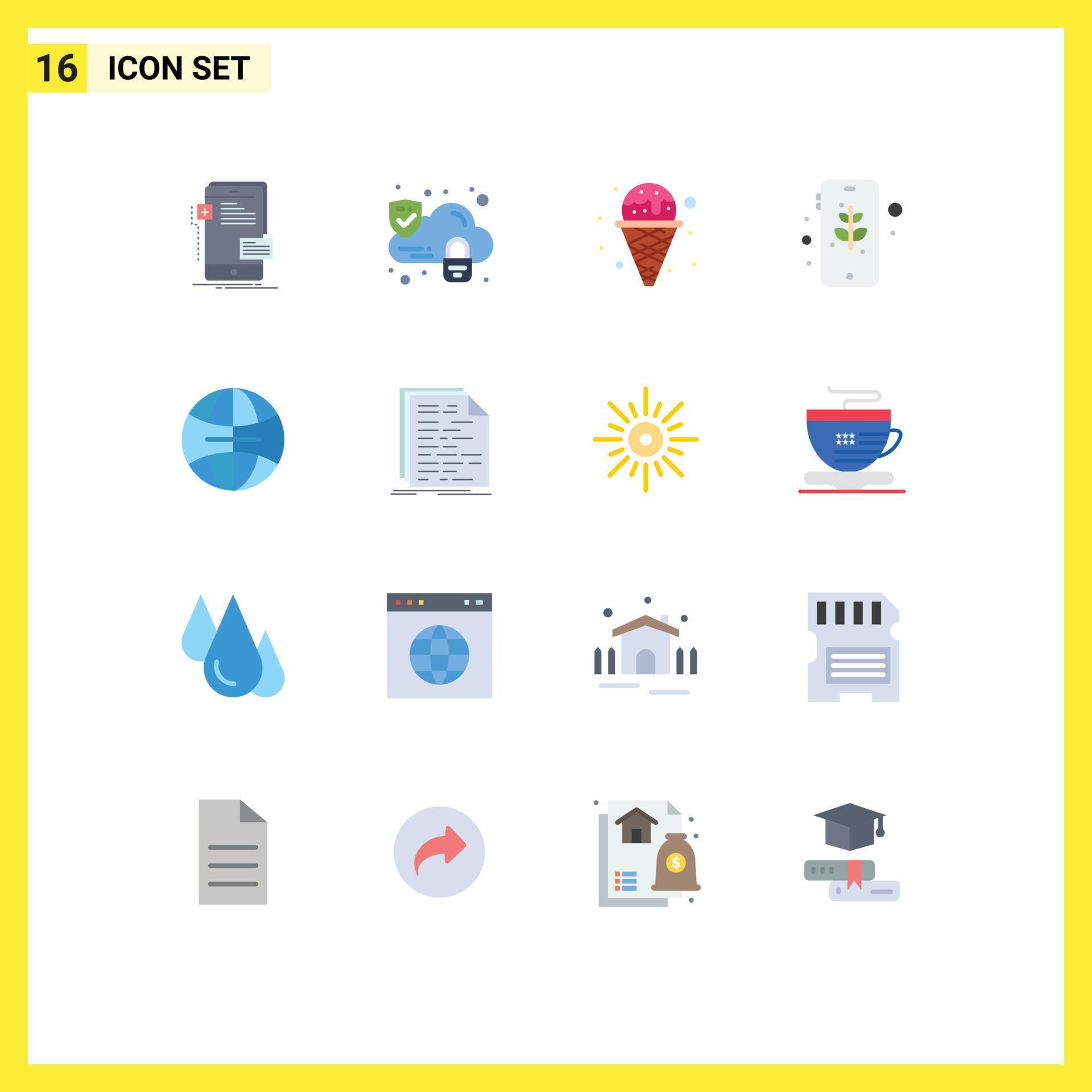 Set of 16 Modern UI Icons Symbols Signs for frontend ice phone lock ...