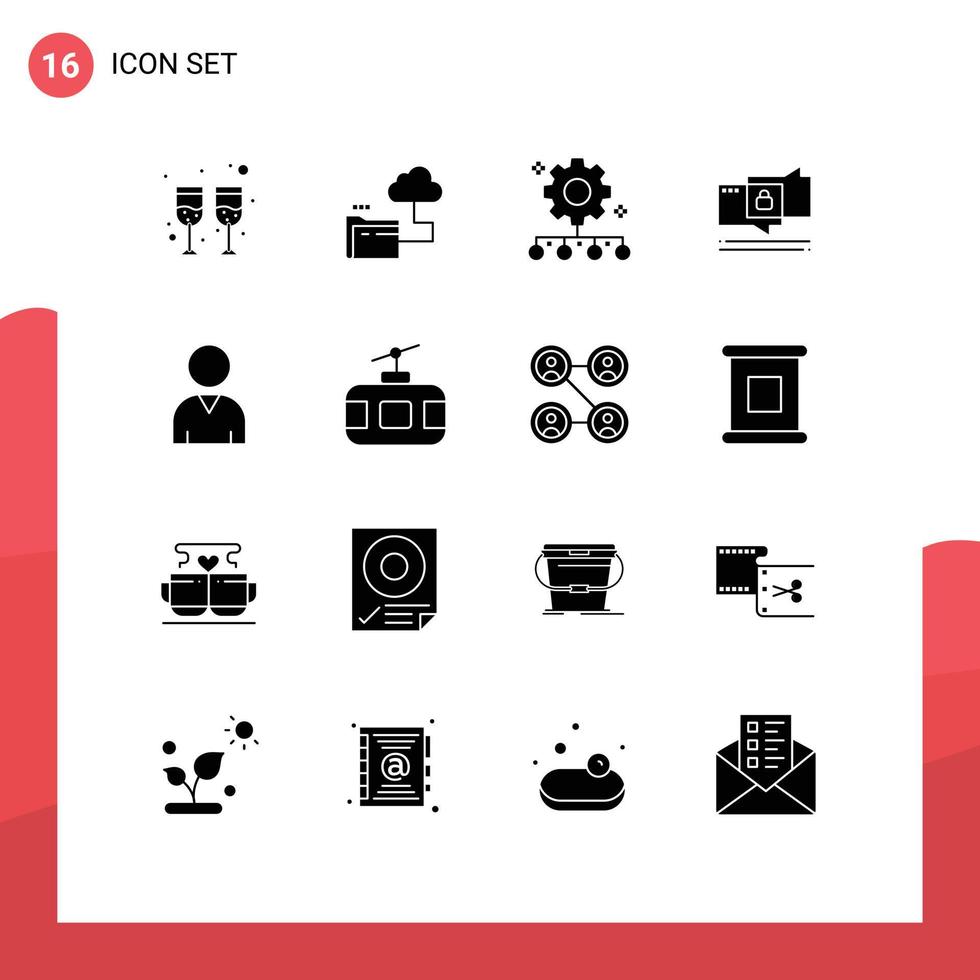 User Interface Pack Of 16 Basic Solid Glyphs Of Resources Secure Team Management Security Chat