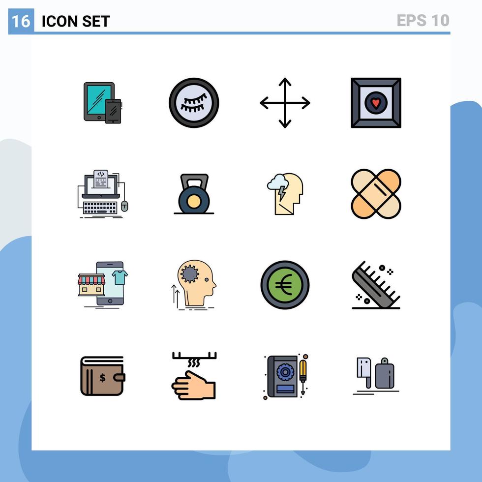Set of 16 Modern UI Icons Symbols Signs for monoblock coding directions ...