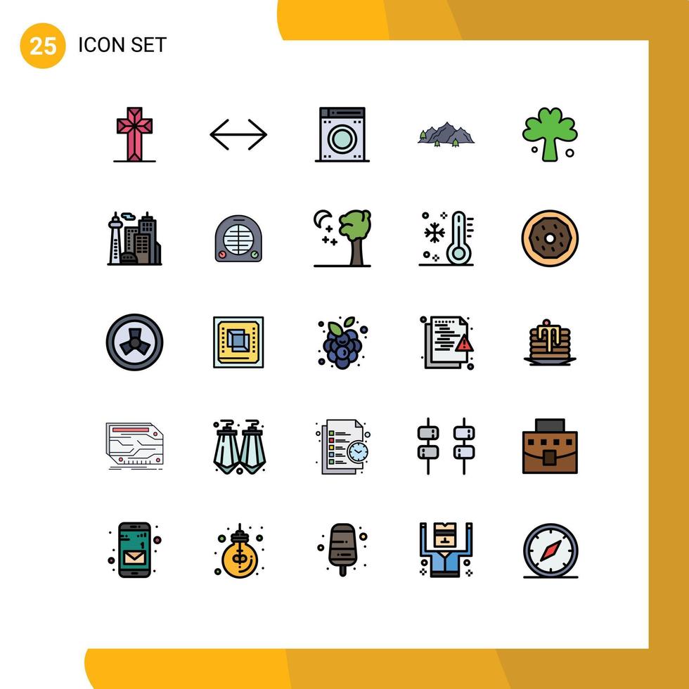 Mobile Interface Filled Line Flat Color Set Of 25 Pictograms Of Green